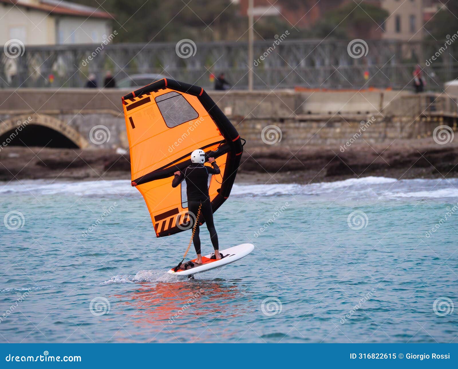Wing Surfing or WingFoiling during a Windy Day Stock Image - Image of ...
