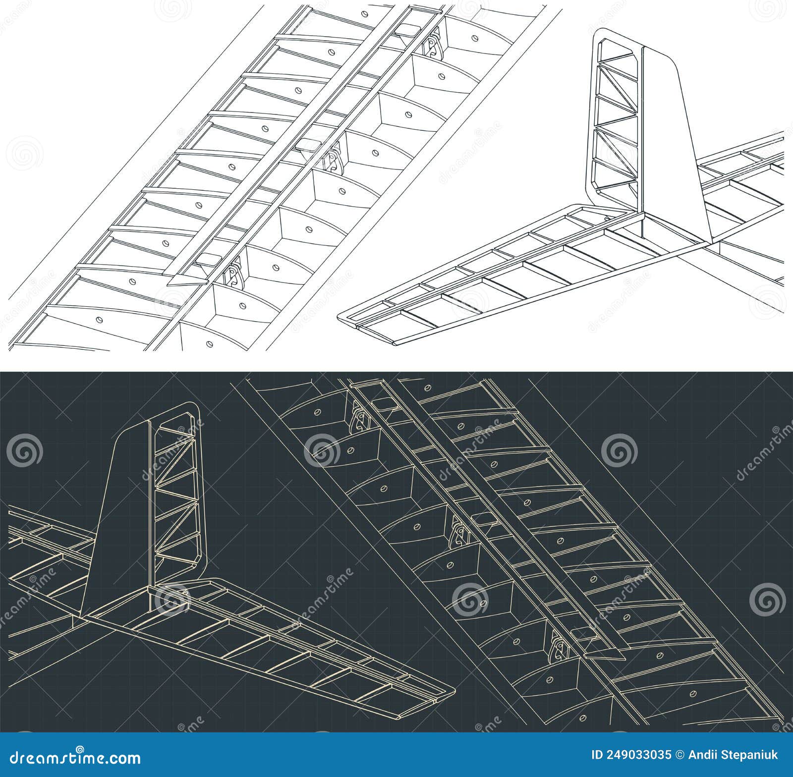 Wing and Tail Blueprints of the Glider Stock Vector - Illustration of ...