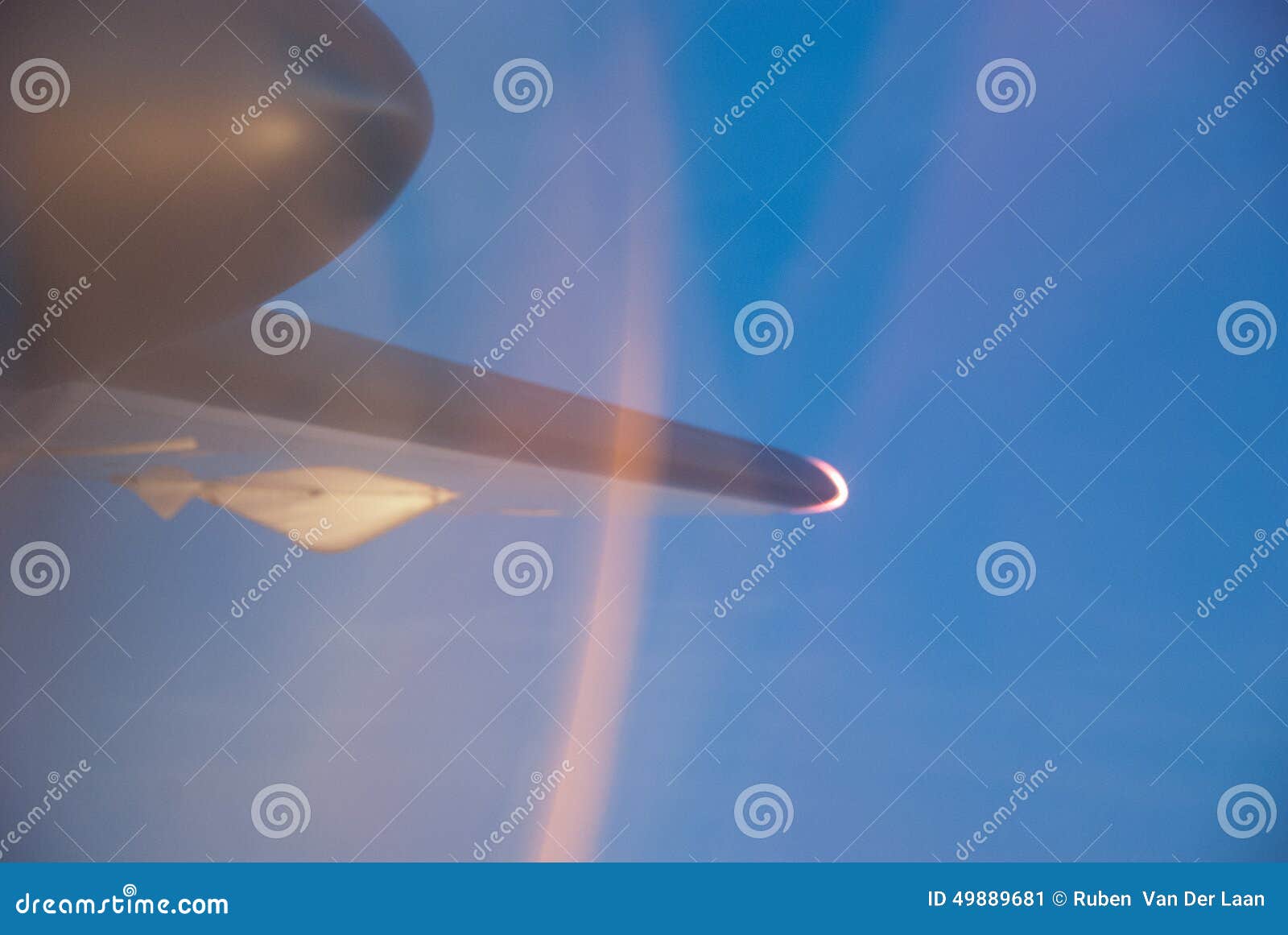 Wing and Turbo Propeller of Flying Airplane Stock Image - Image of ...