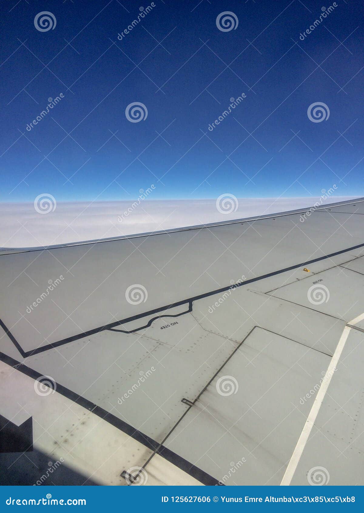 A Wing View Front of Blue Sky. Stock Photo - Image of blue, travel ...