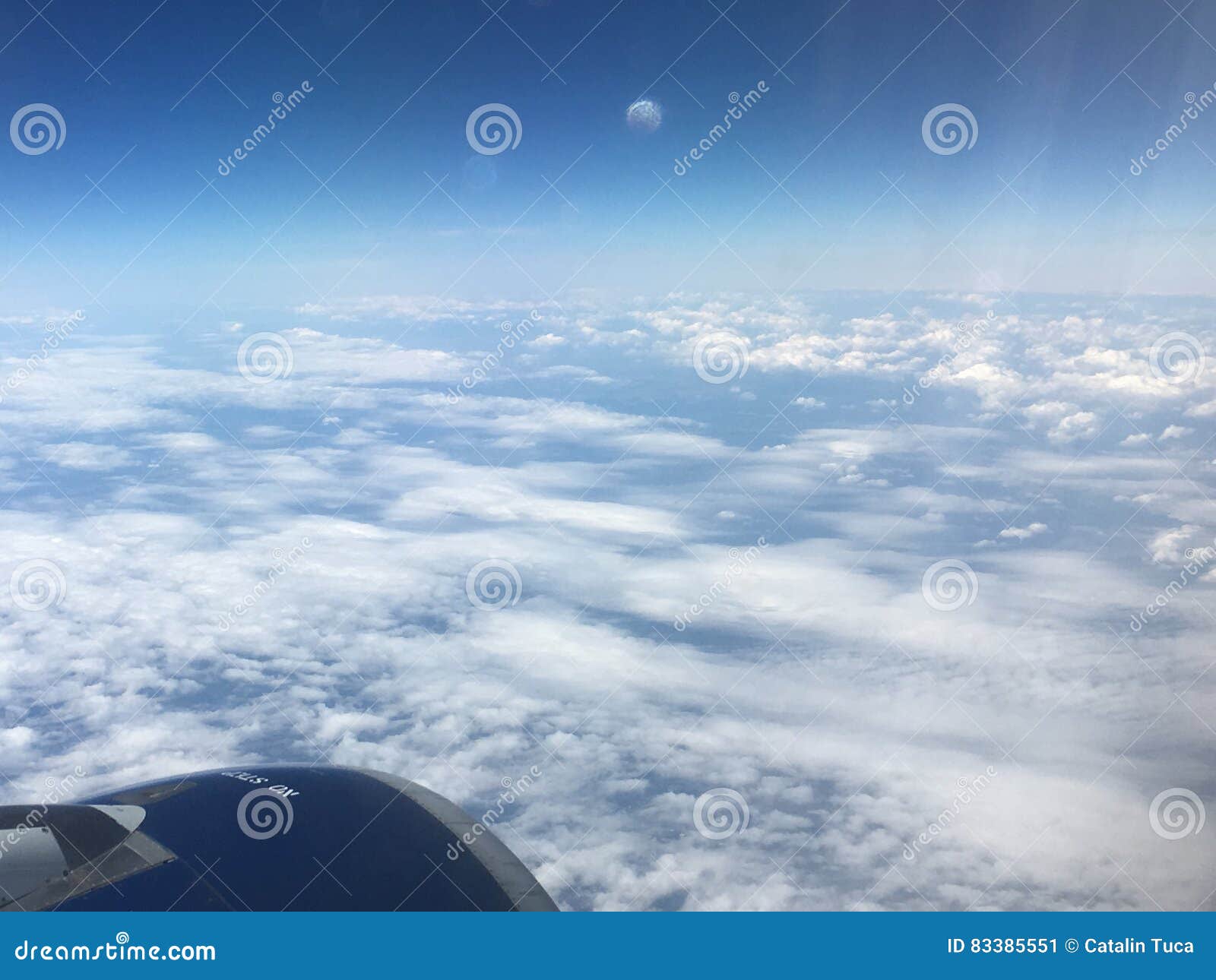 Wing view from a plane stock image. Image of horizon - 83385551