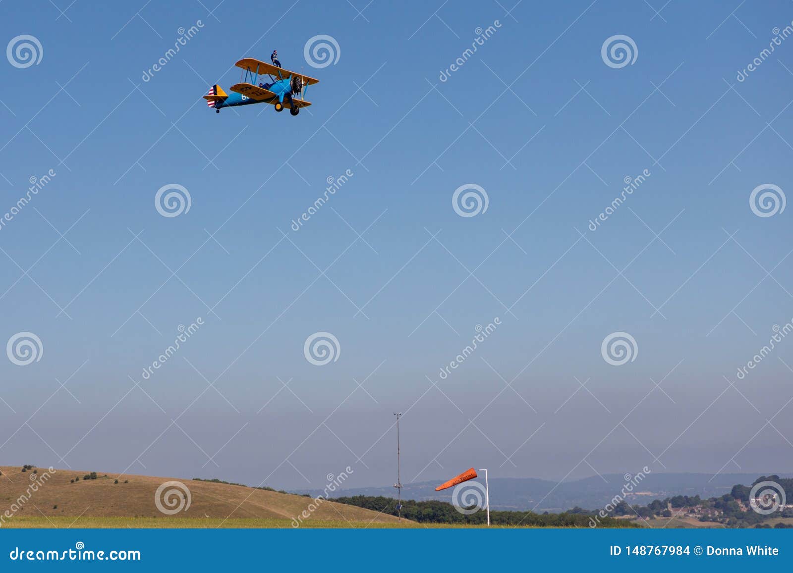 Wing Walking on a Clear Day Over Airfield Editorial Stock Image - Image ...