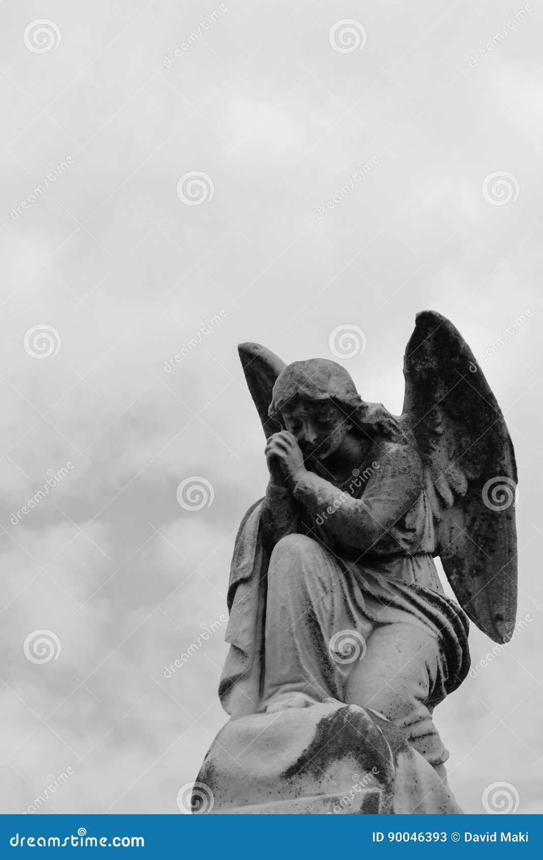 Winged Angel Sculpture stock image. Image of preying - 90046393