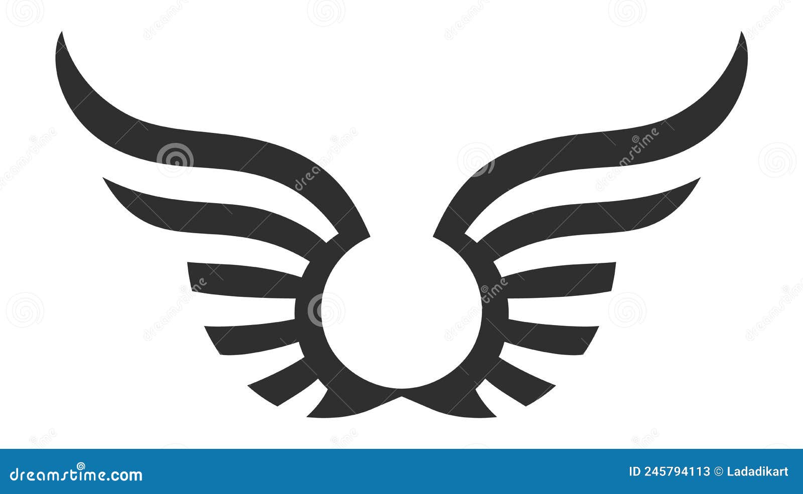 Winged Badge. Wings in Flight Emblem with Waving Stripes Stock Vector ...