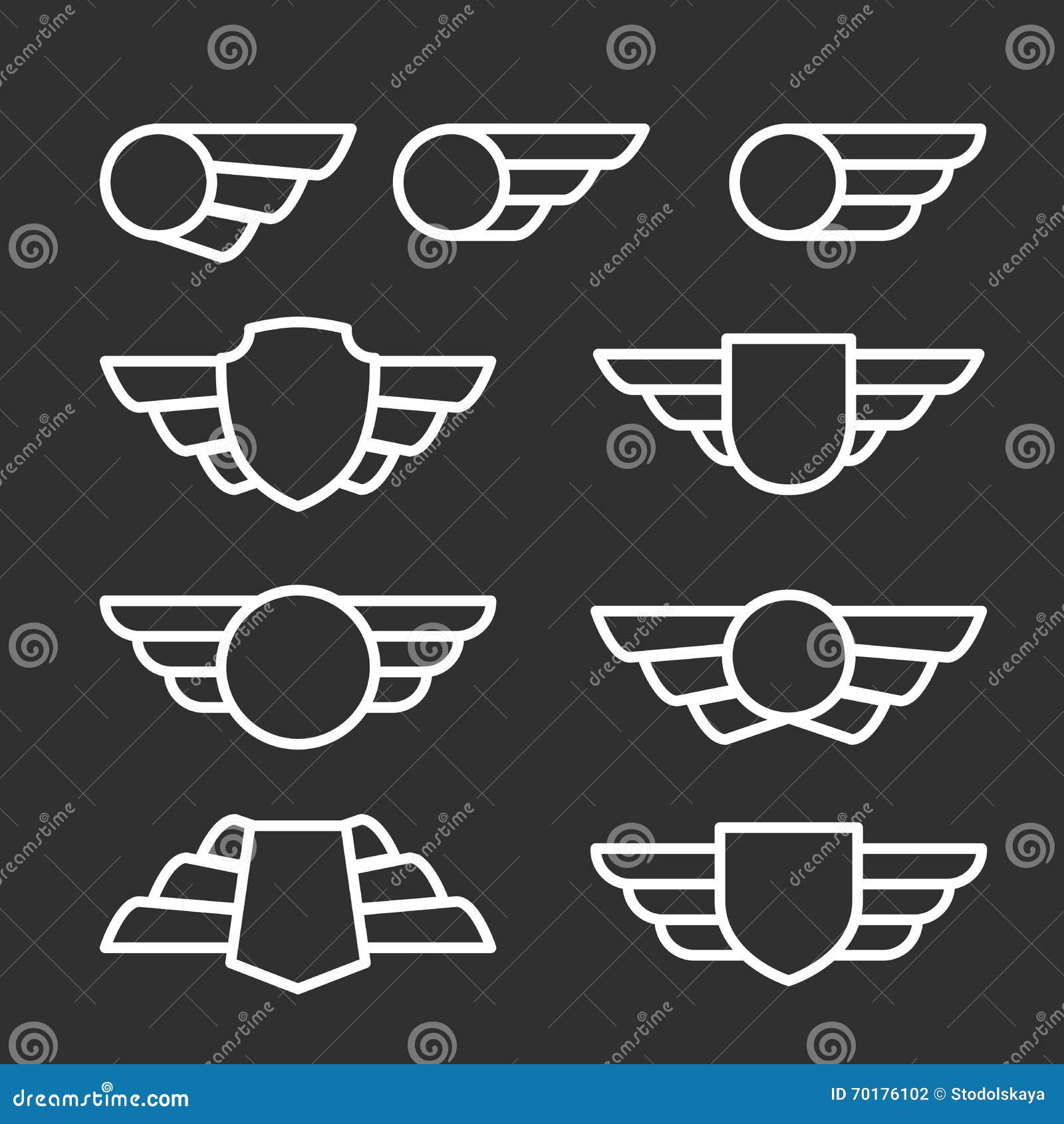 Winged badges and emblems stock vector. Illustration of award - 70176102