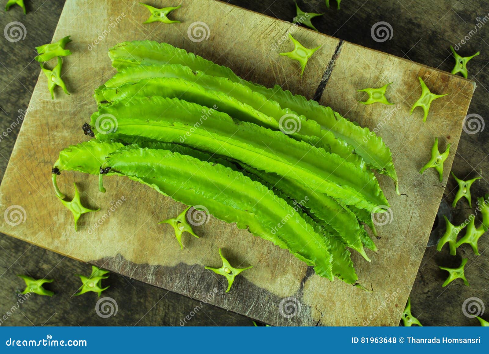 Winged Beans on Wooden Background Stock Photo - Image of tropical ...