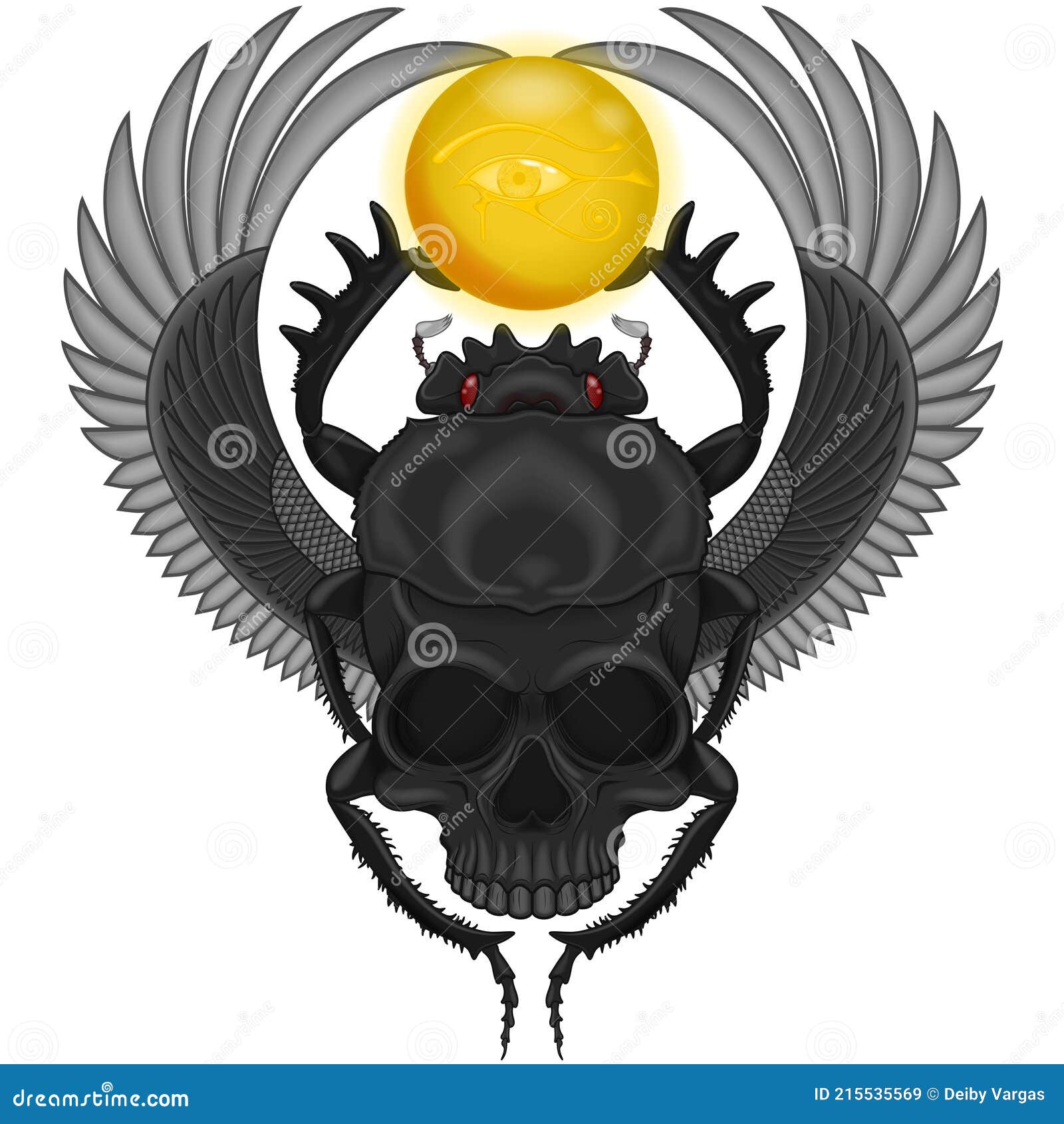 Winged Beetle with Skull Vector Stock Vector - Illustration of ...