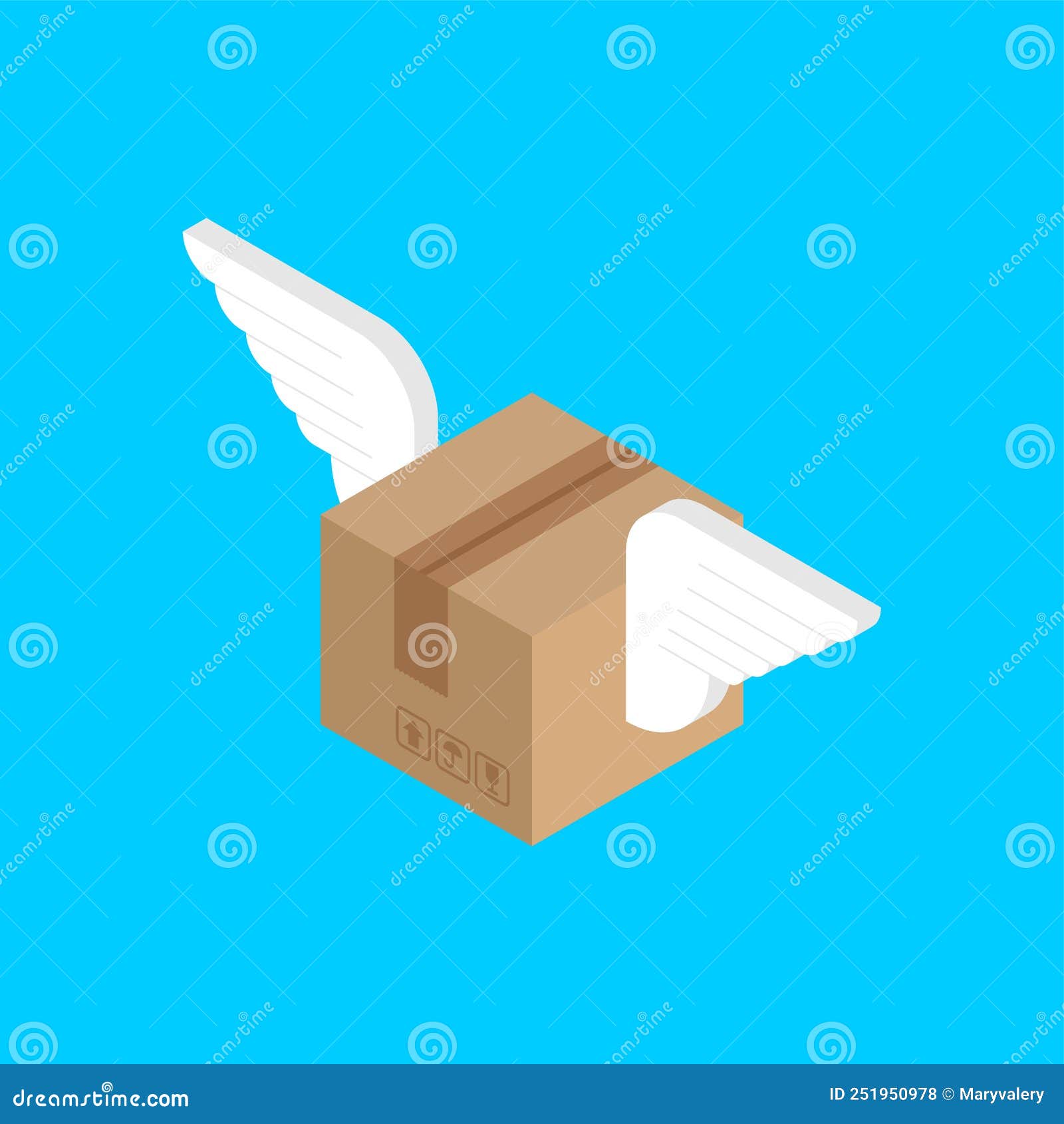 Winged Box Delivery Sign. Parcel with Wings Delivery Symbol Stock ...