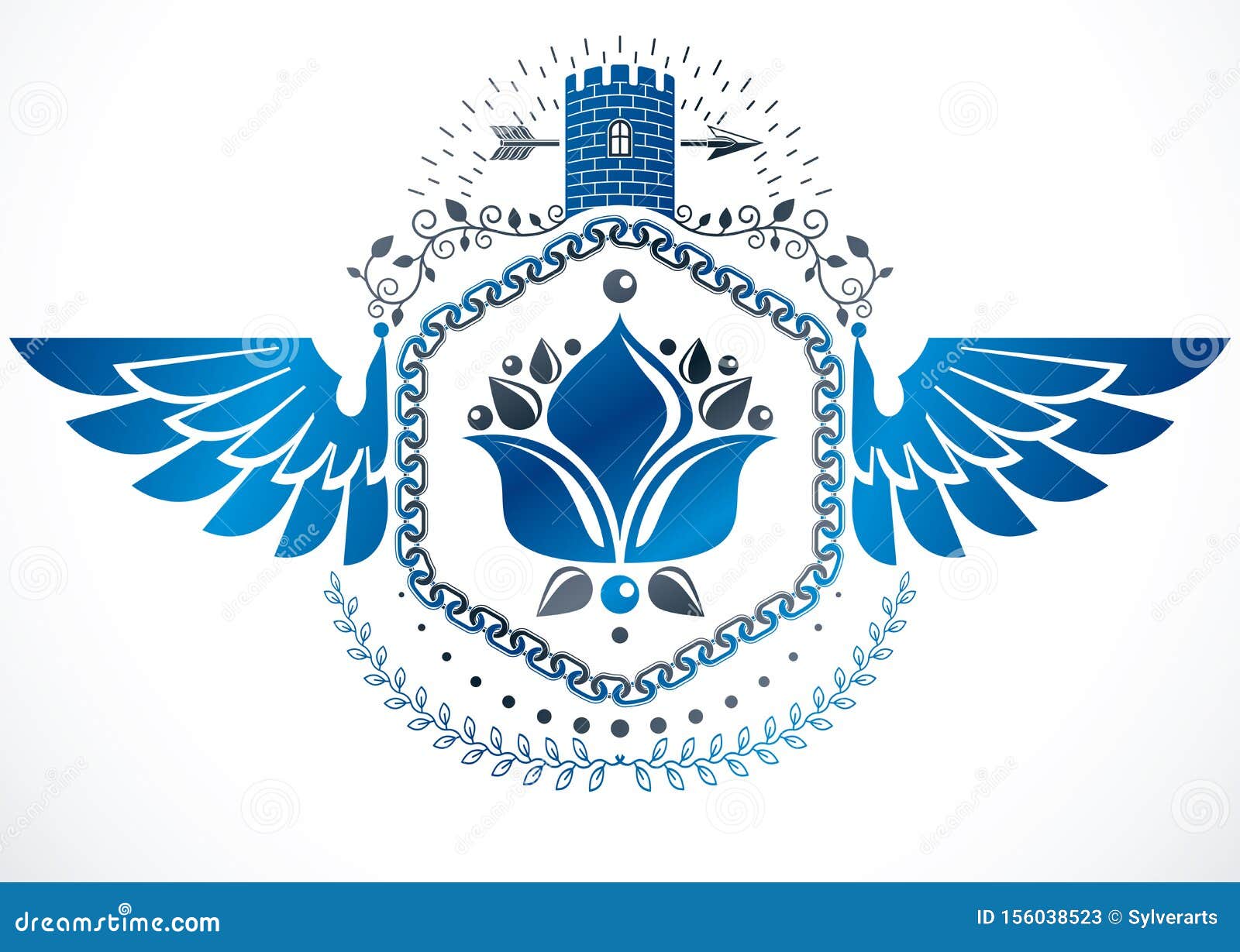 Winged Classy Emblem, Vector Heraldic Coat of Arms Composed Using ...