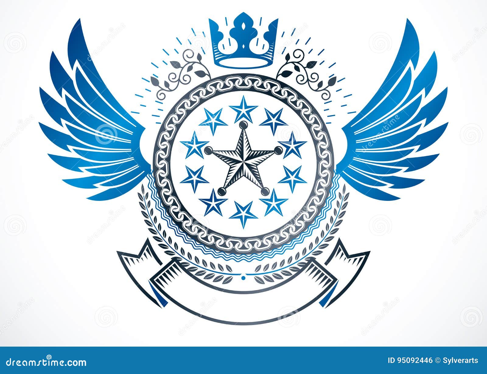 Winged Classy Emblem, Vector Heraldic Coat of Arms Created Using Stock ...