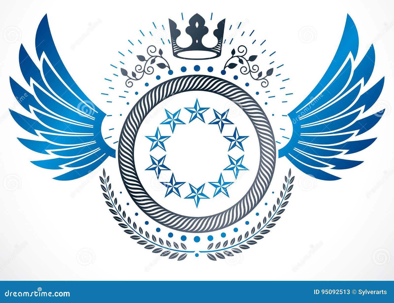 Winged Classy Emblem, Vector Heraldic Coat of Arms Created Using Stock ...