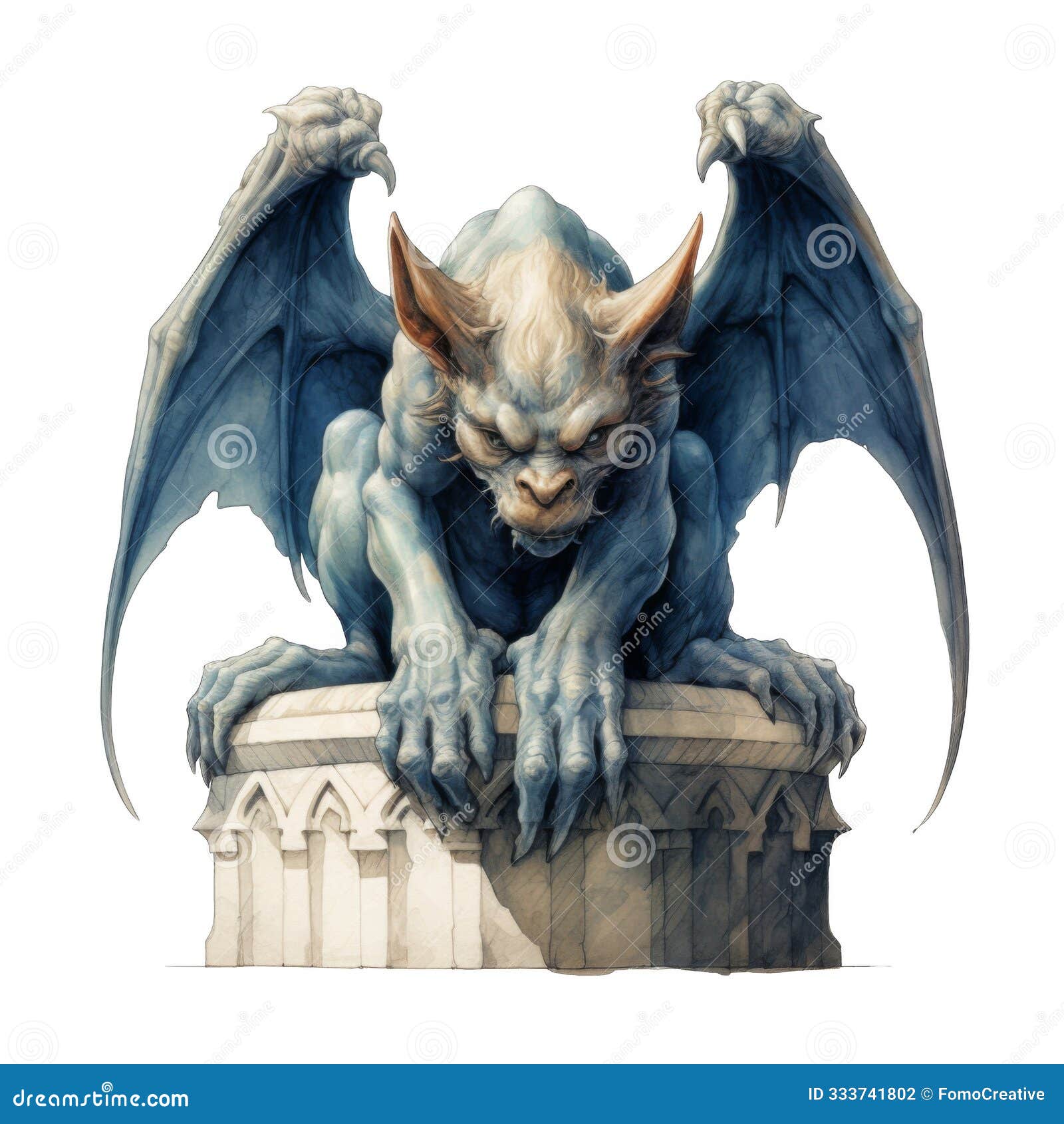 A Winged, Clawed, and Ferocious Gargoyle Statue Stock Photo - Image of ...