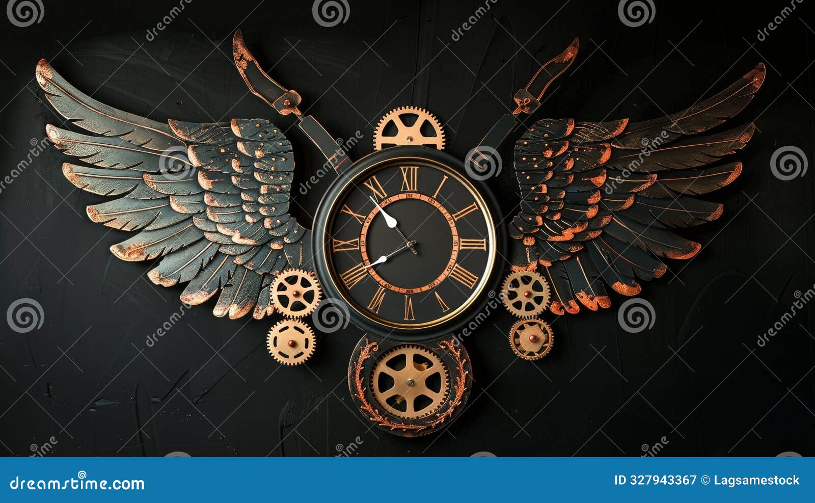 Winged Clock With Gears And Cogs Instead Of Feathers Royalty-Free Stock ...