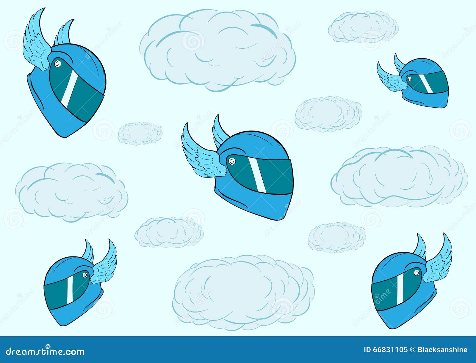 Winged Crash Helmets In The Sky Cartoon Vector | CartoonDealer.com ...
