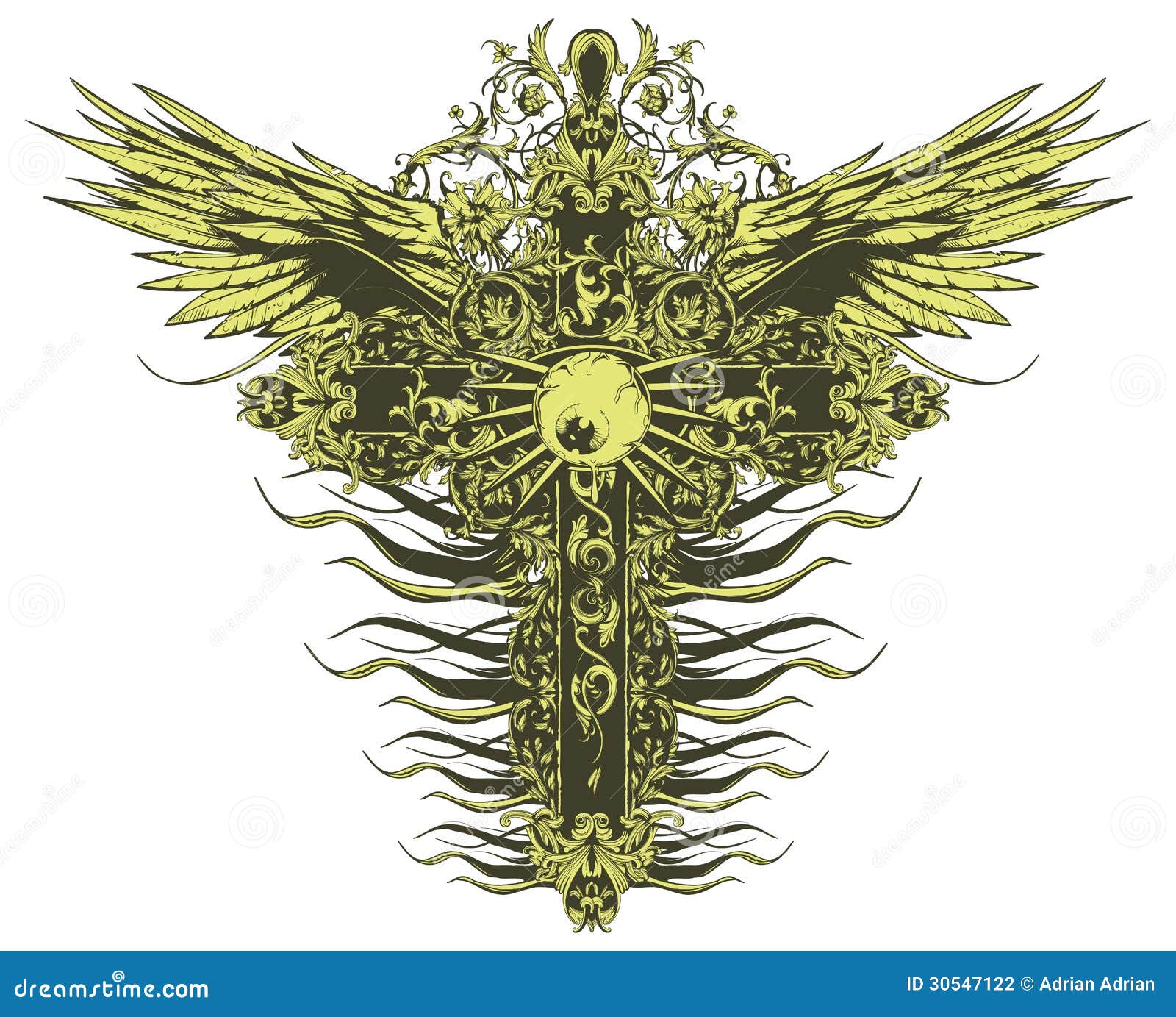 Winged crucifix stock vector. Illustration of dark, abstract - 30547122