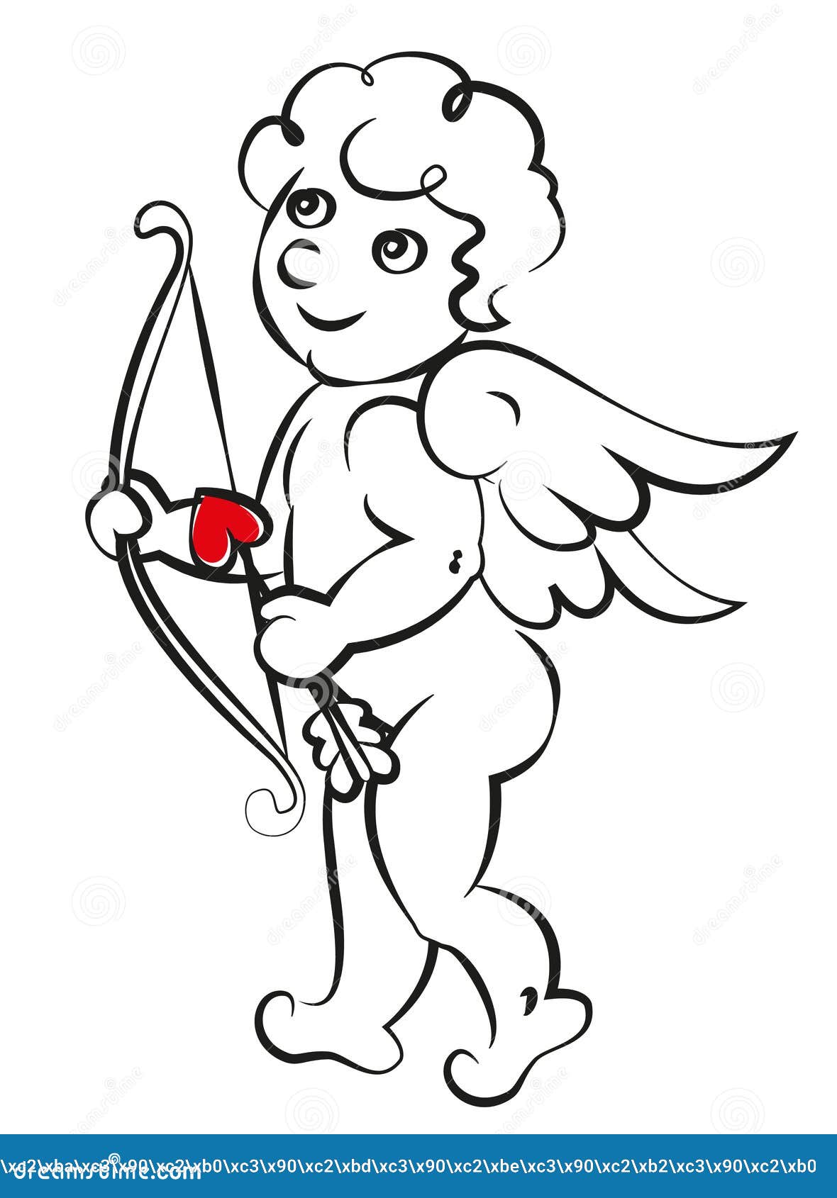 Winged Cupid with Bow and Arrow Stock Vector - Illustration of wings ...