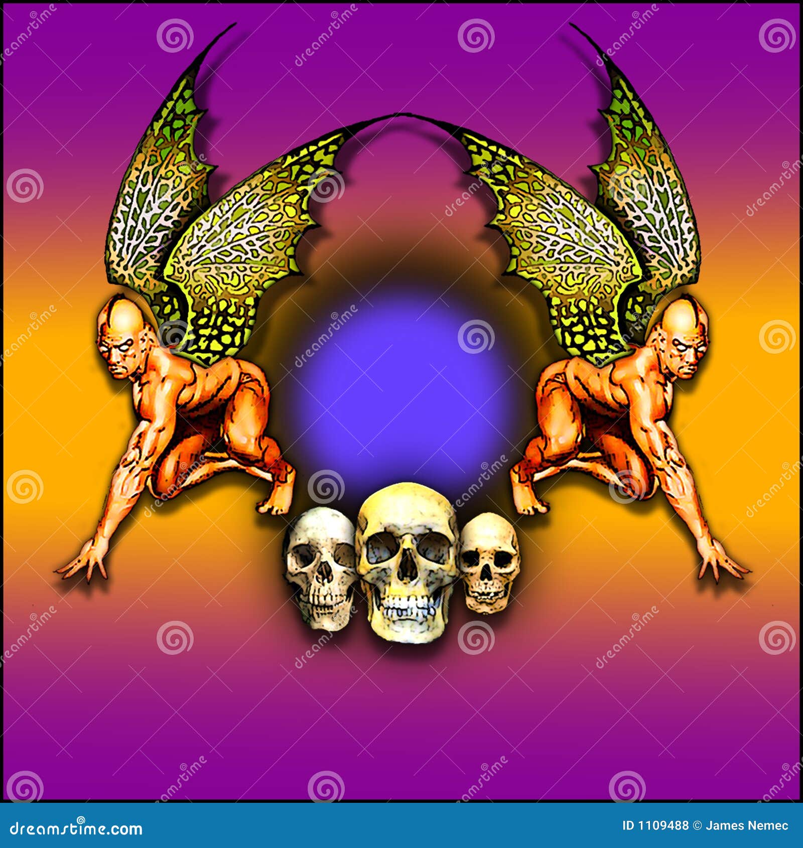 Winged Demon Frame stock illustration. Illustration of luxury - 1109488