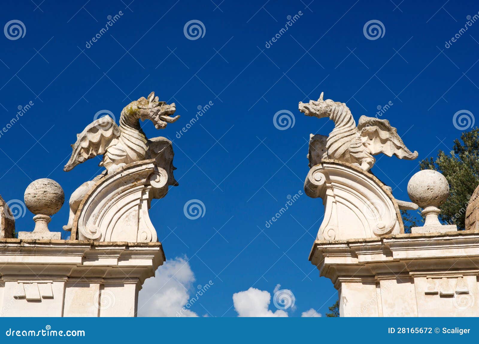 Winged Dragons of Villa Borghese, Rome Stock Photo - Image of magic ...