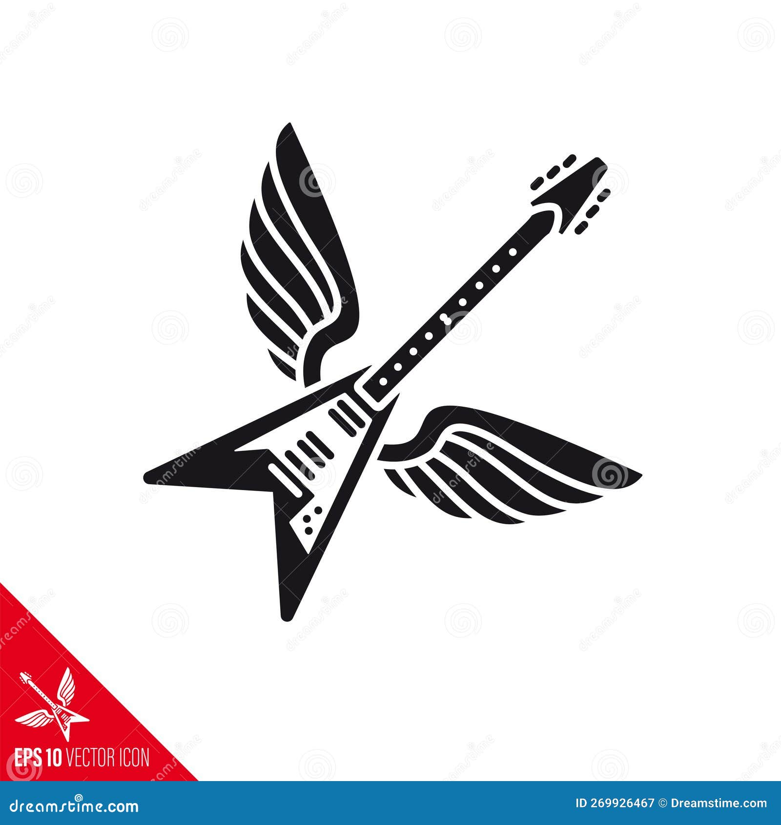 Winged Electric Guitar Vector Icon Stock Vector - Illustration of ...