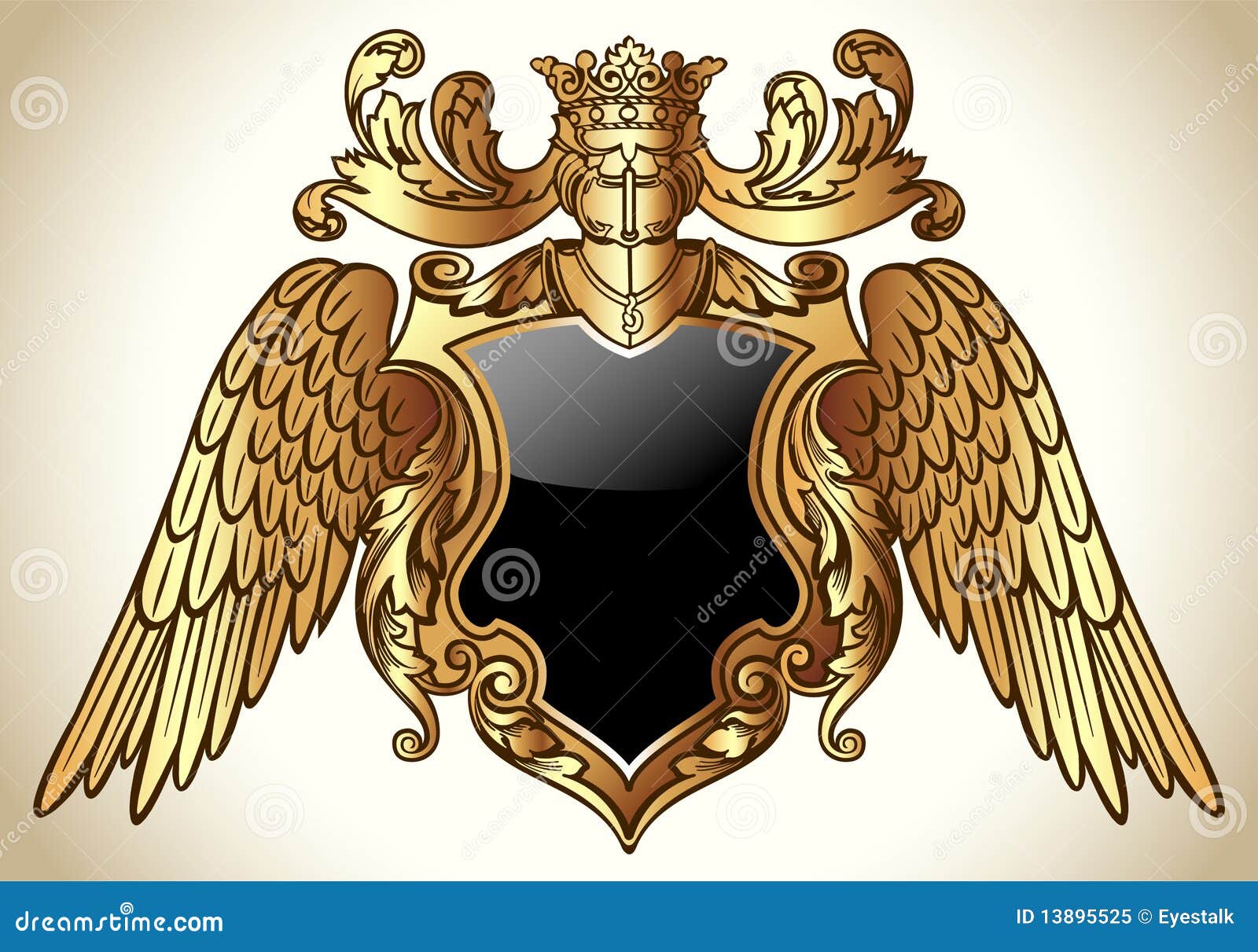 Winged Emblem Gold stock vector. Illustration of isolated - 13895525