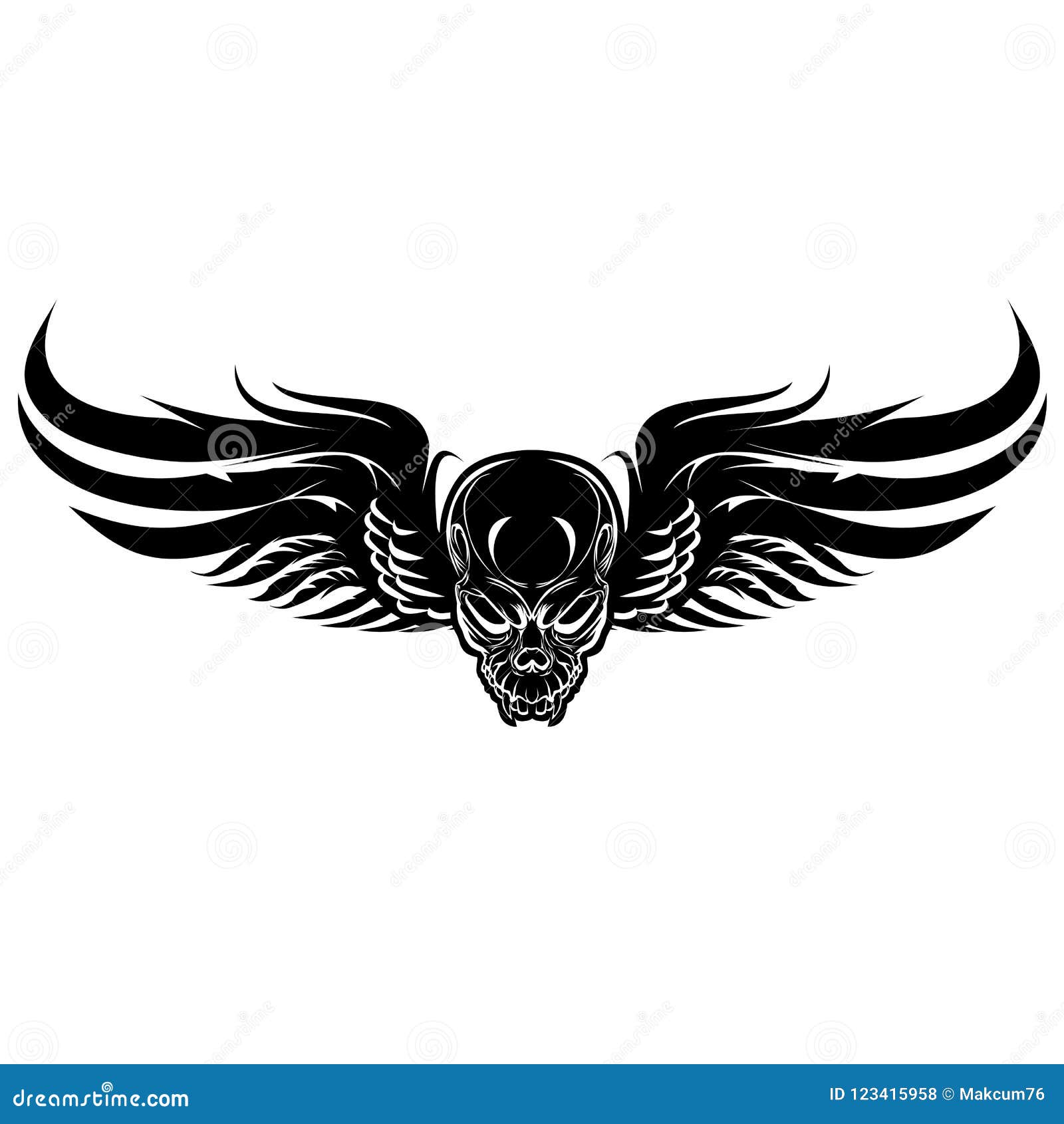 Evil Winged Skull Cartoon Vector | CartoonDealer.com #100776535