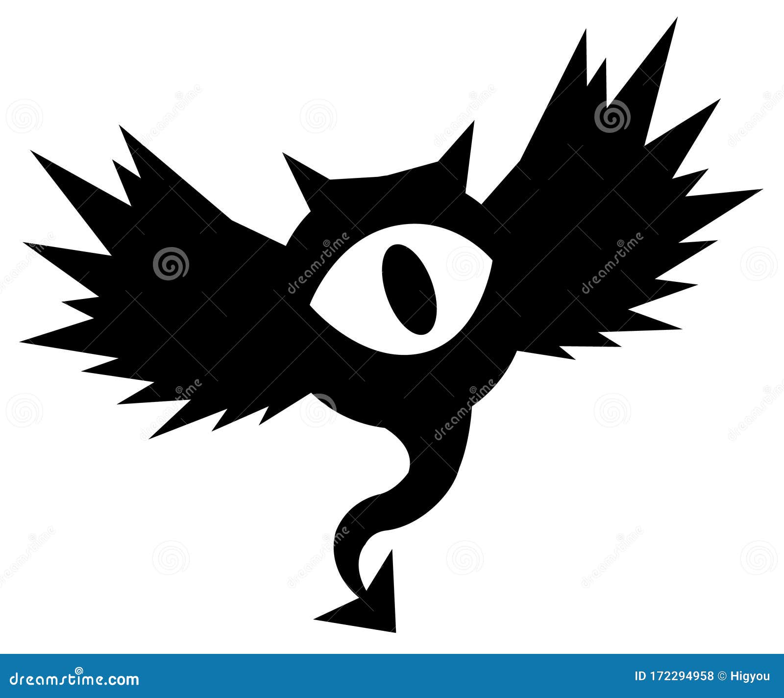 Winged Eye Devil Stencil stock vector. Illustration of design - 172294958