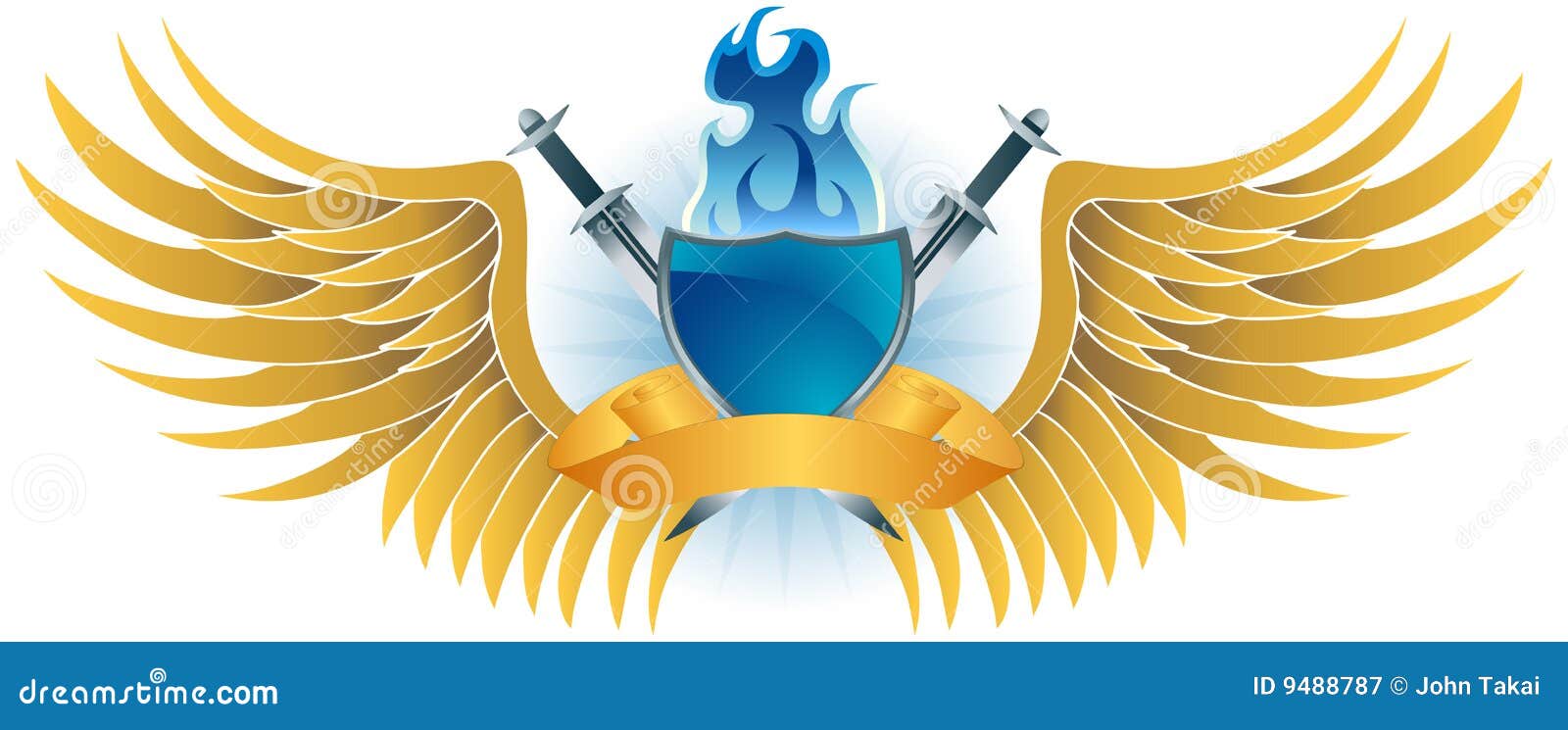 Winged Fire Crest stock vector. Illustration of flaming - 9488787