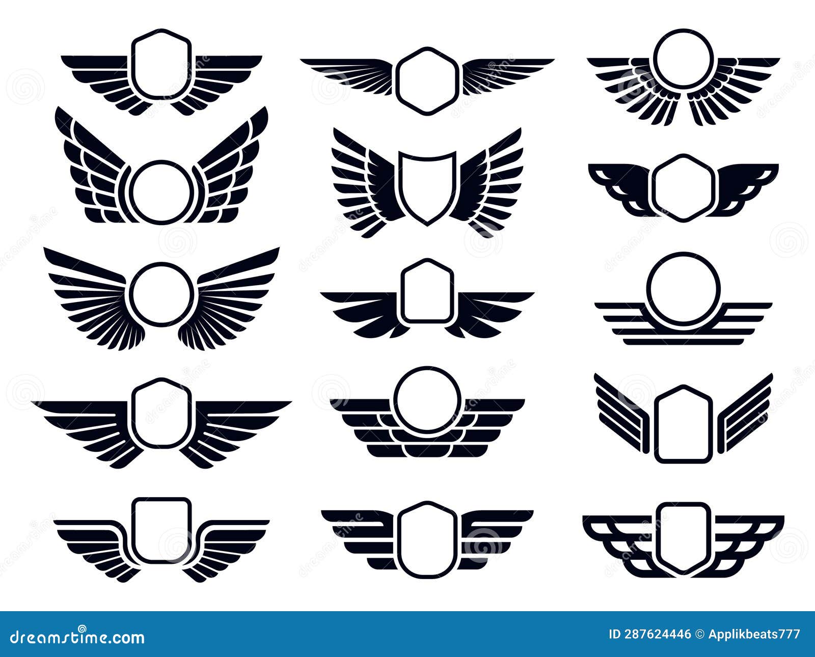 Winged Frames. Flying Bird Shield Emblem, Eagle Wings Badge Frame and ...