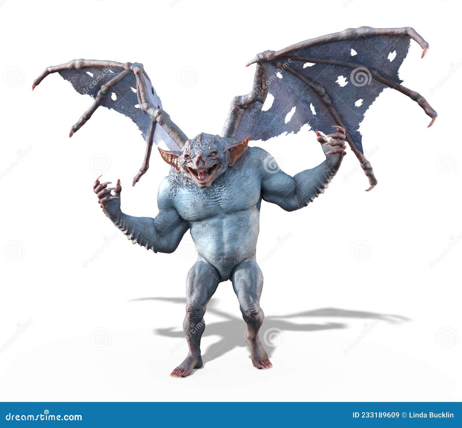 Winged Gargoyle stock illustration. Illustration of rendering - 233189609