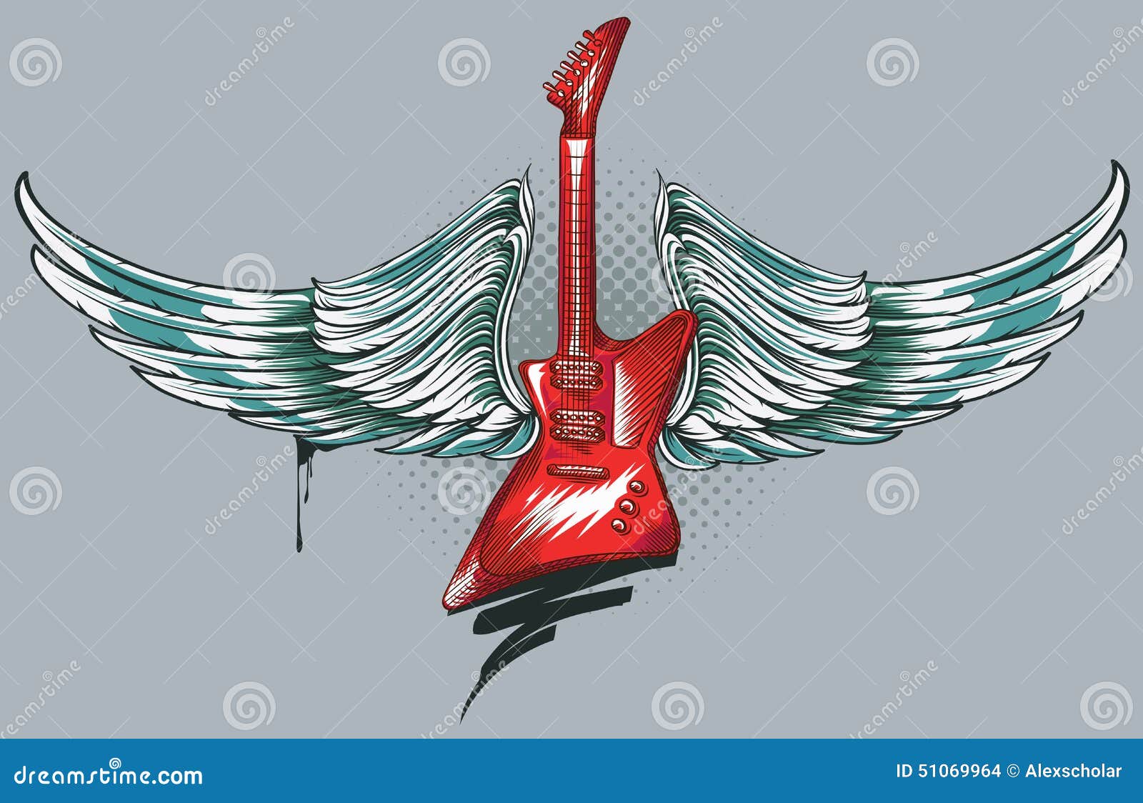 Winged guitar stock vector. Illustration of electric - 51069964