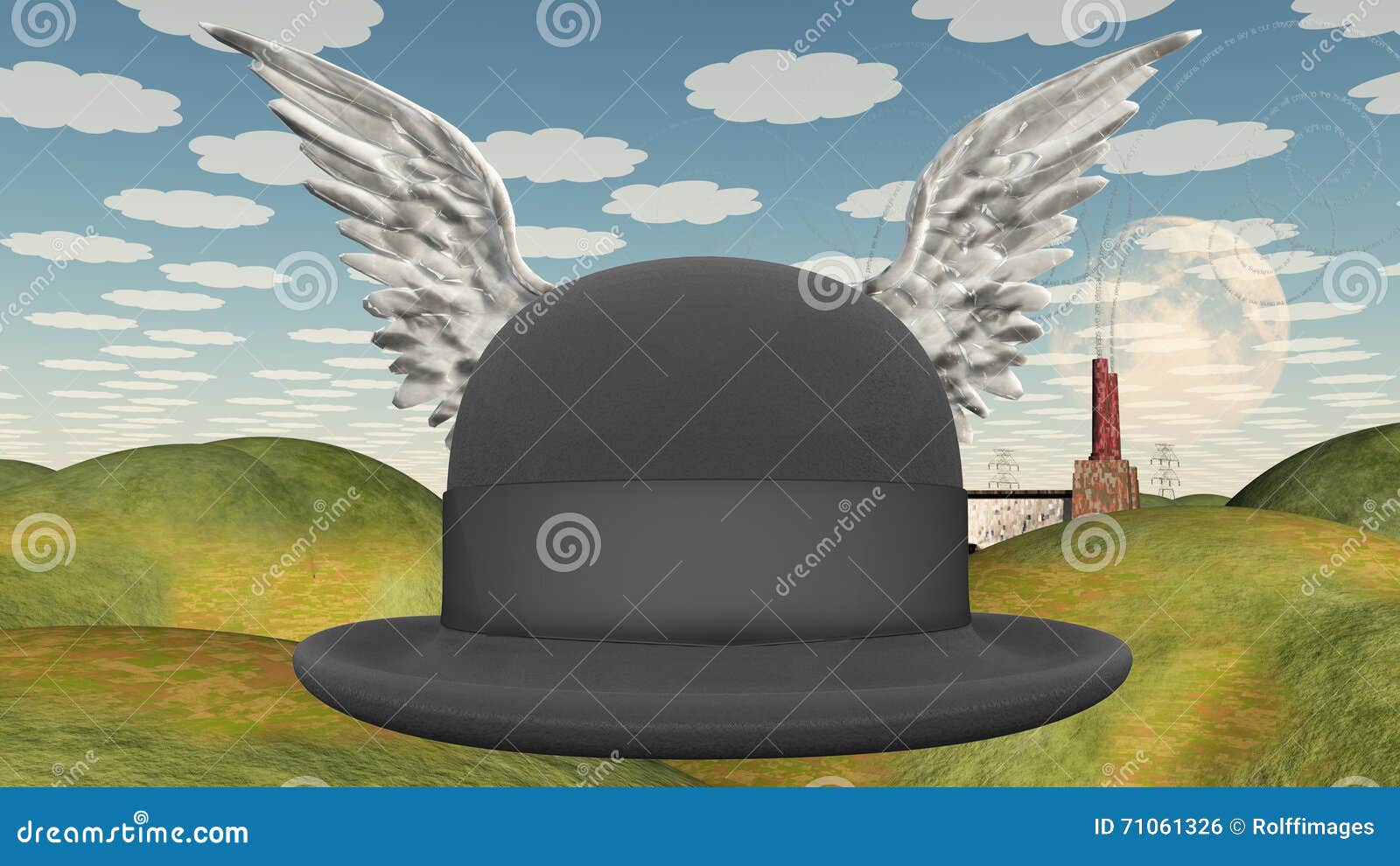 Winged Hat in landscape stock illustration. Illustration of float ...
