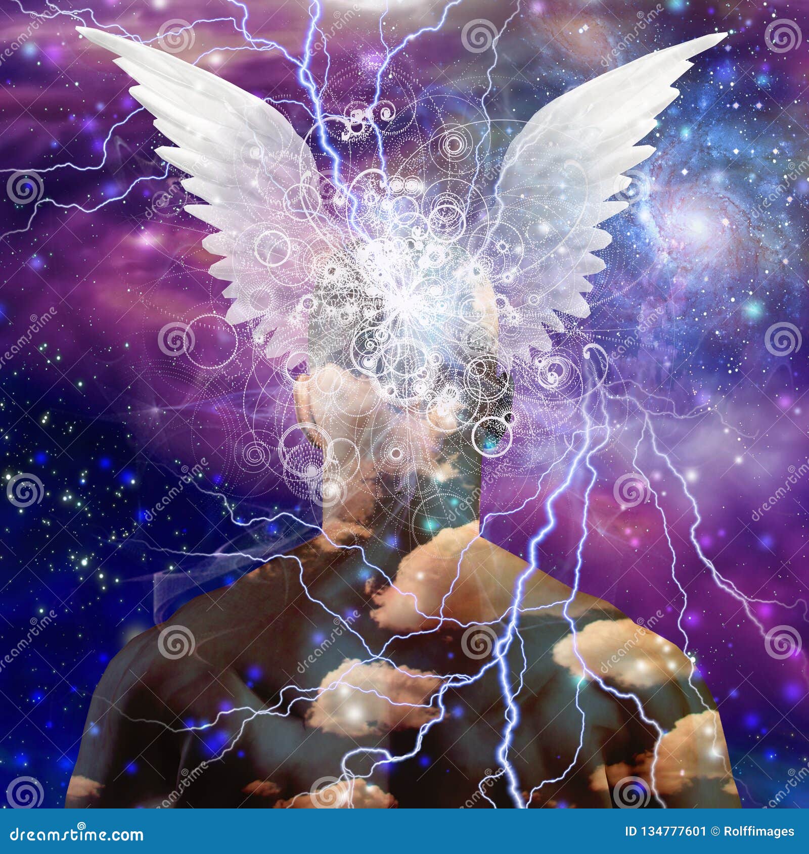 Winged head stock illustration. Illustration of mental - 134777601