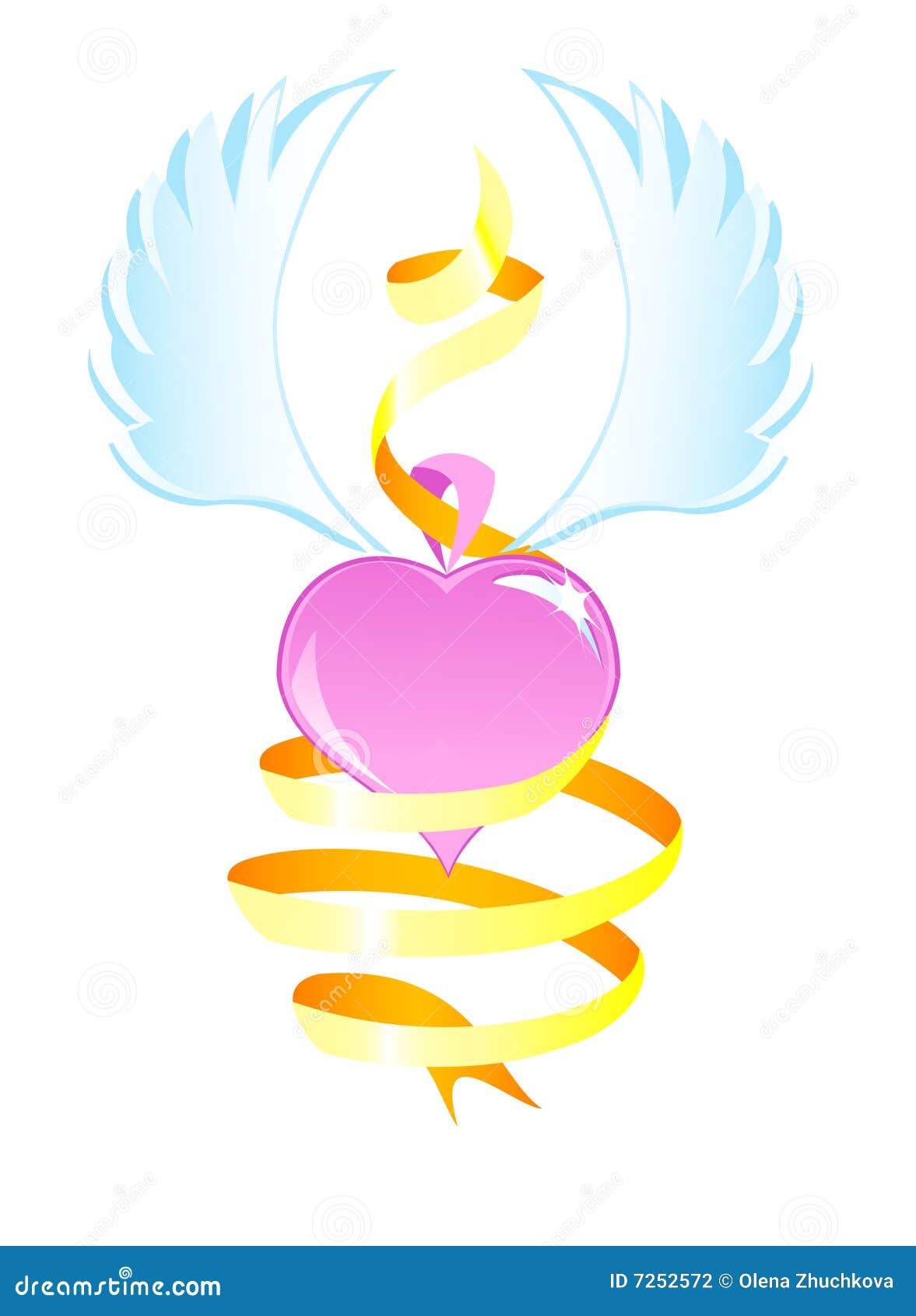 Winged heart stock vector. Illustration of ribbon, abstract - 7252572