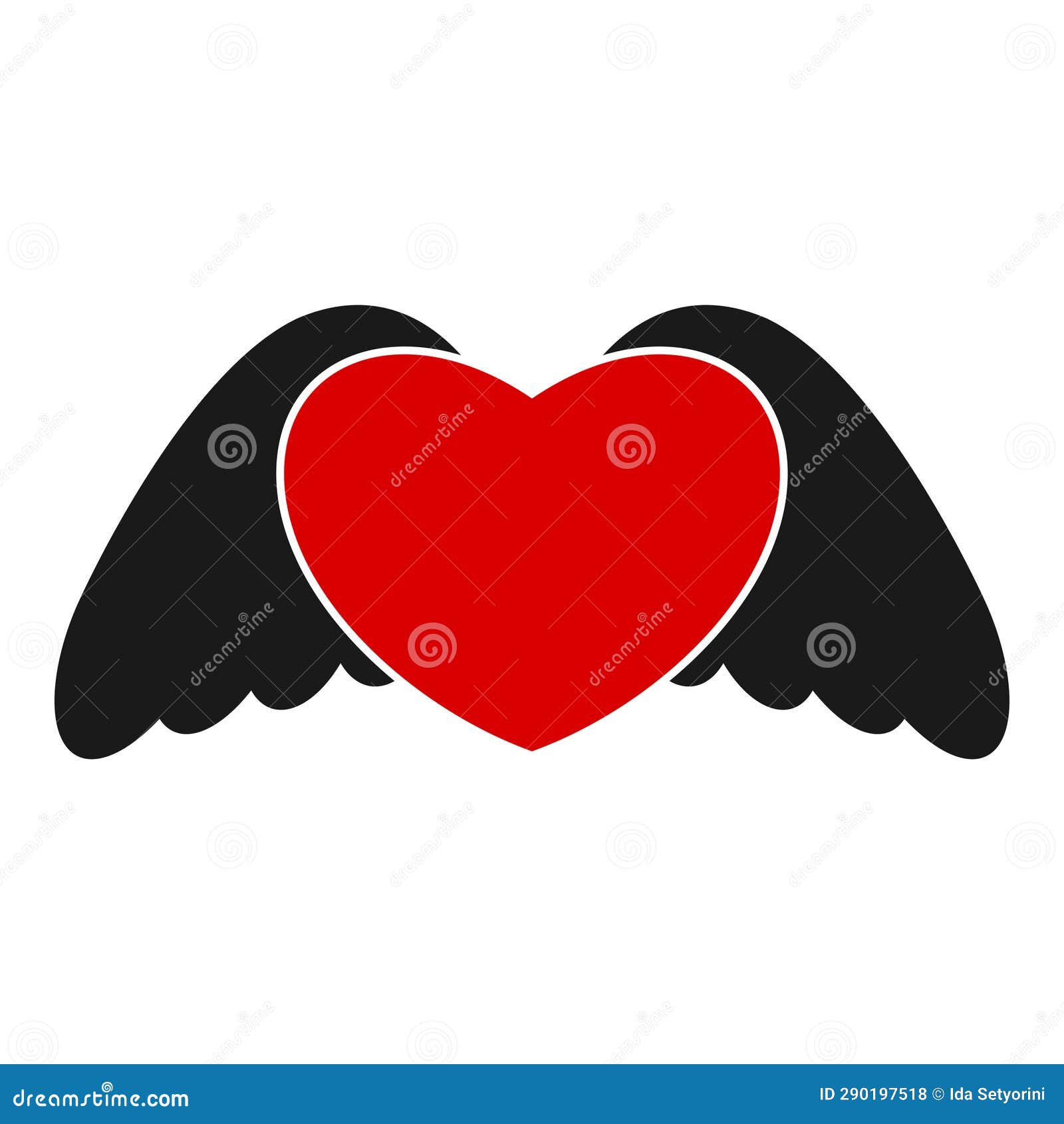 Winged heart icon vector stock illustration. Illustration of wing ...