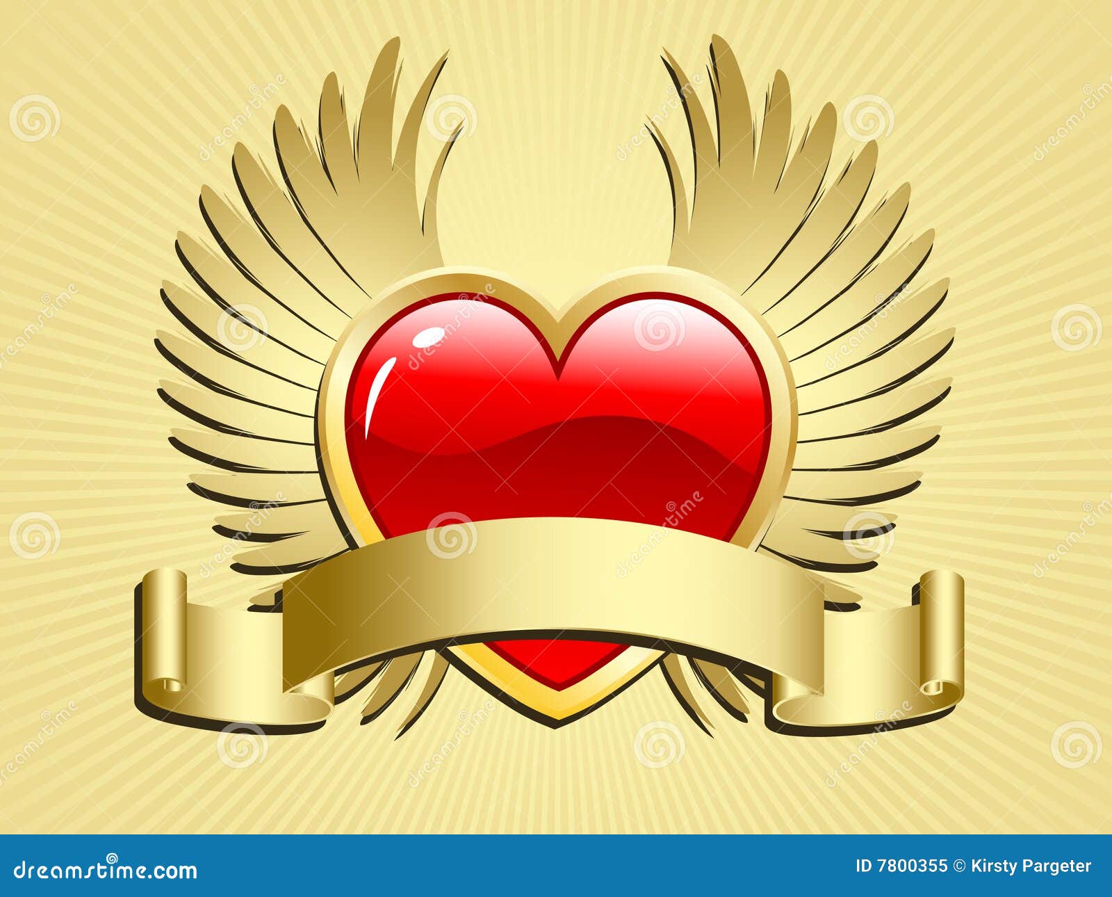 Winged heart with scroll stock vector. Illustration of decorative - 7800355