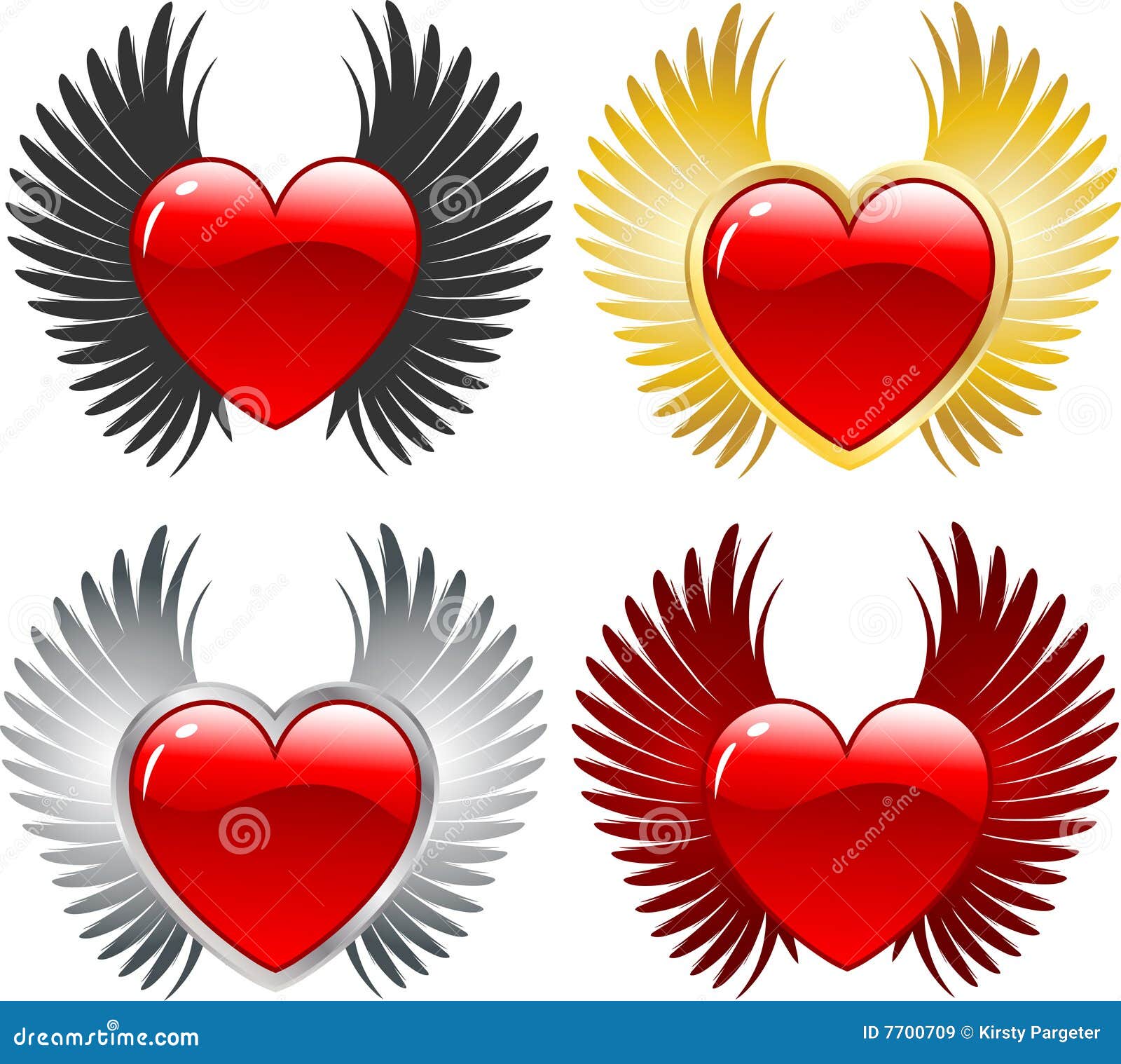 Winged hearts stock vector. Illustration of romantic, valentines - 7700709