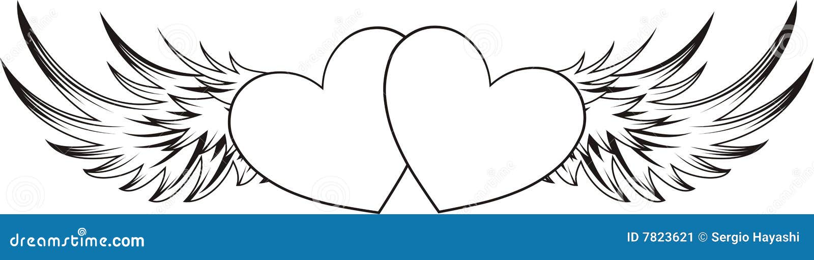 Winged hearts sticker stock vector. Illustration of decorative - 7823621