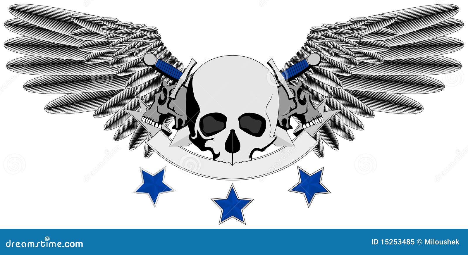 Winged Human Skull Logo with Swords Stock Vector - Illustration of logo ...