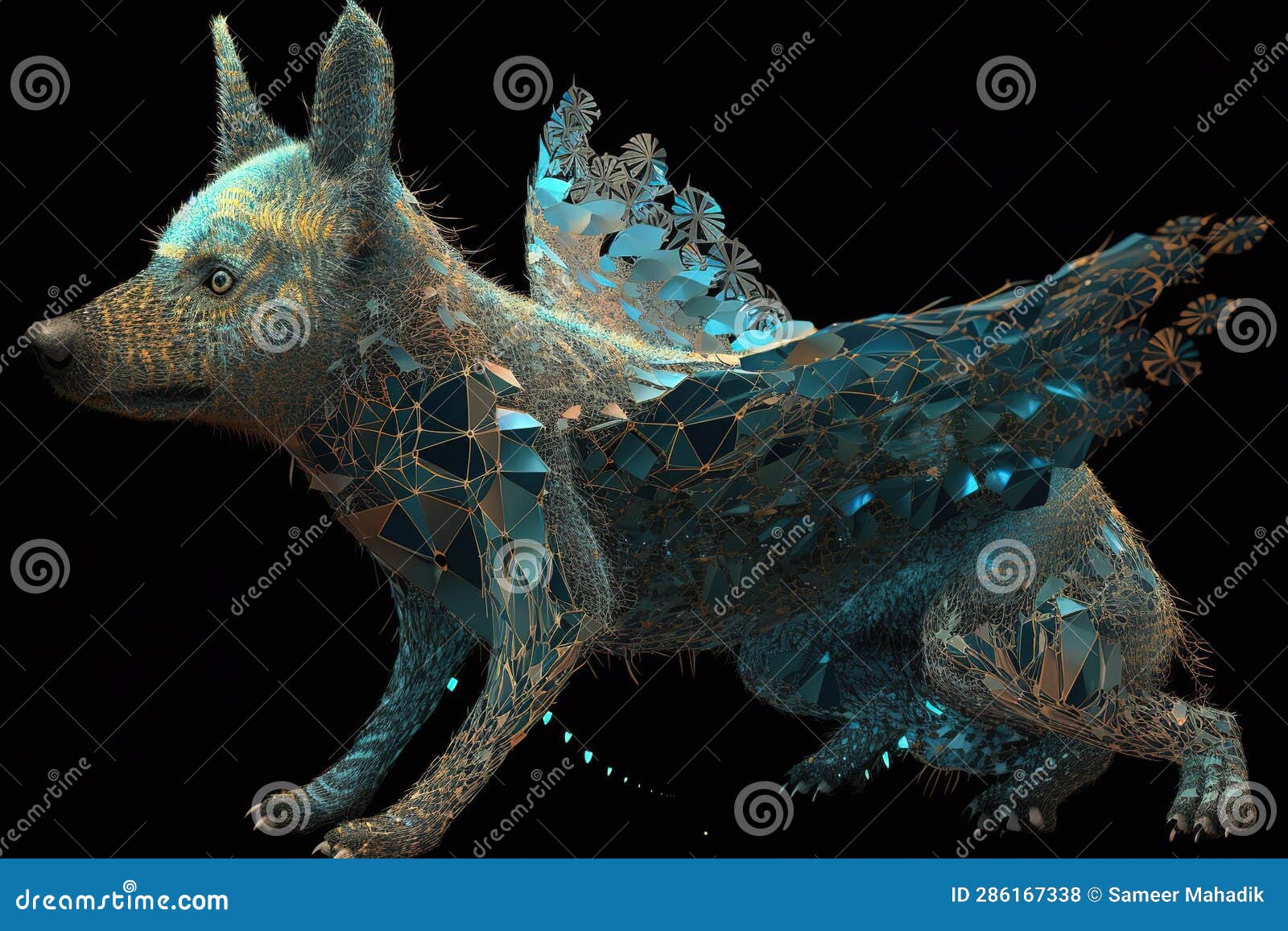 A Winged Hyena with Fish Scales. Generative AI Stock Illustration ...