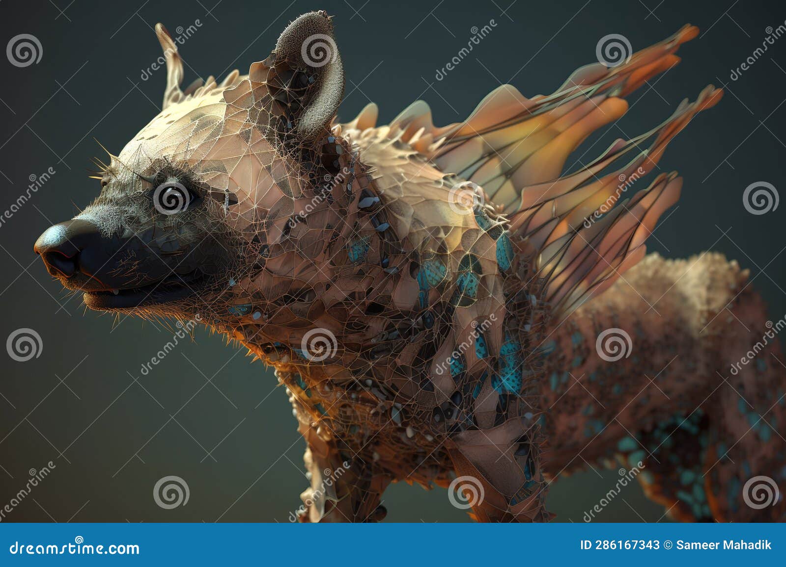 A Winged Hyena with Fish Scales. Generative AI Stock Illustration ...