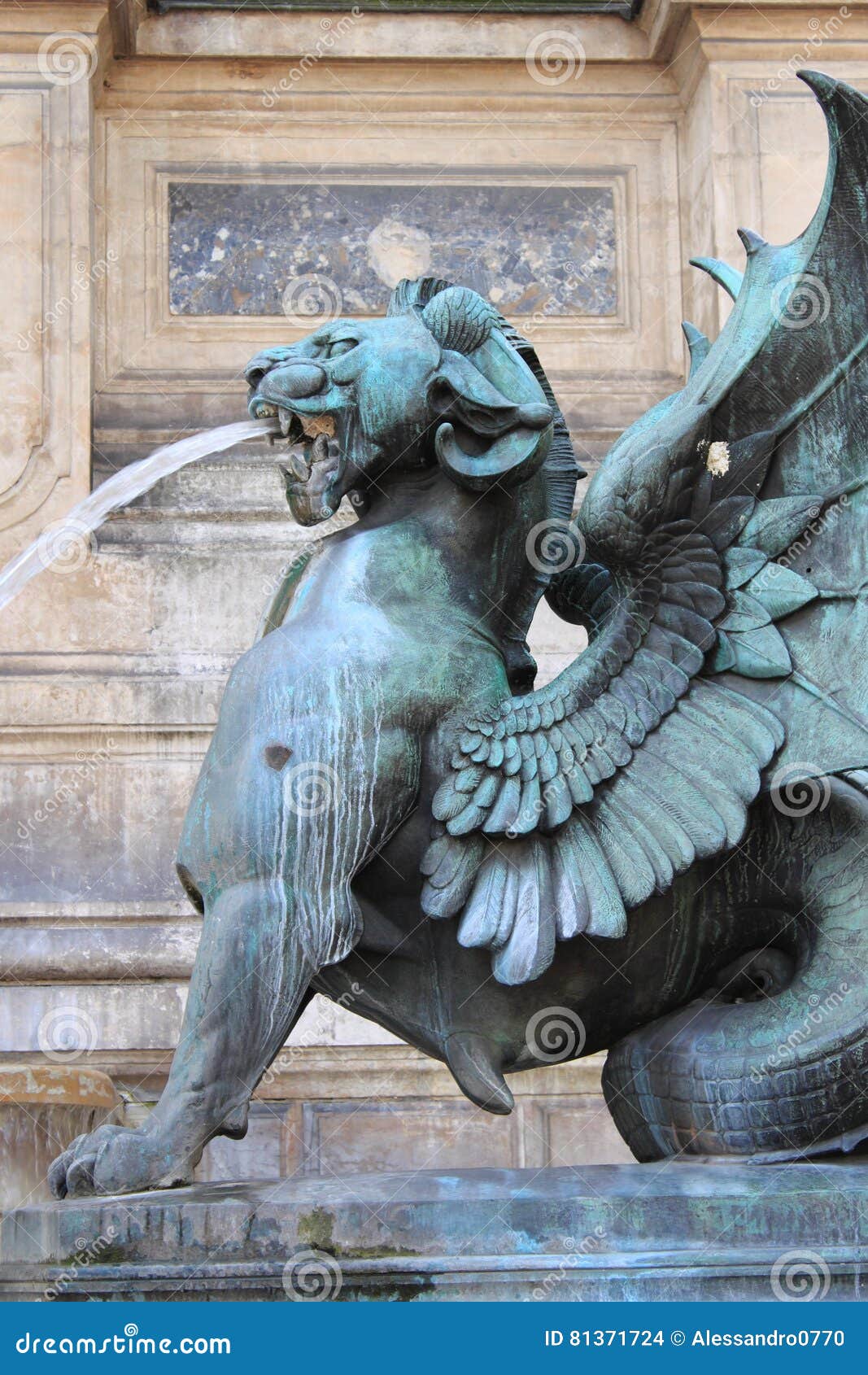 Winged Lion in the Saint Michael Fountain Stock Photo - Image of park ... Winged Lion in the Saint Michael Fountain Stock Photo - Image of park ...