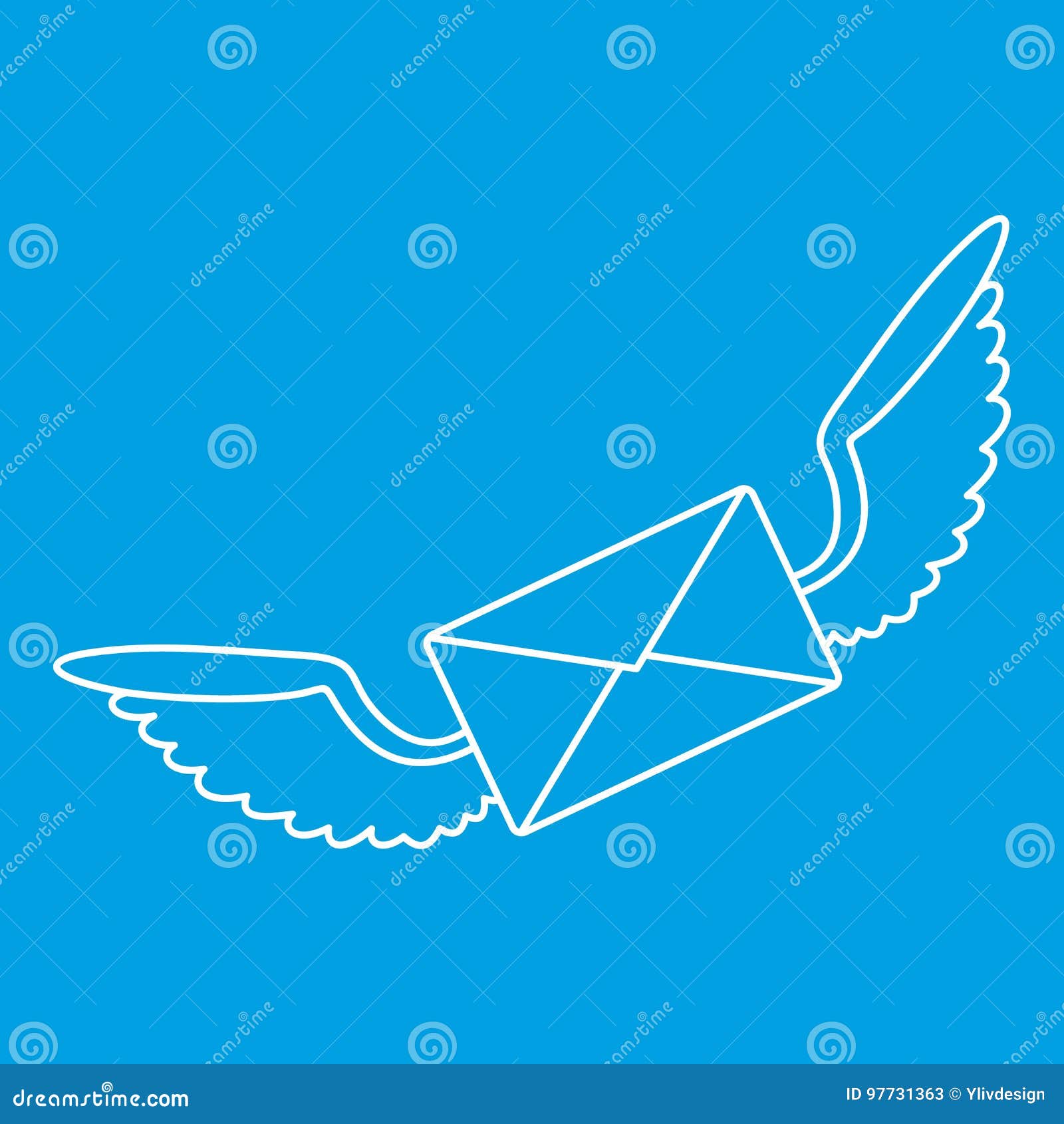 Winged Mail Envelope Icon, Outline Style Stock Vector - Illustration of ...