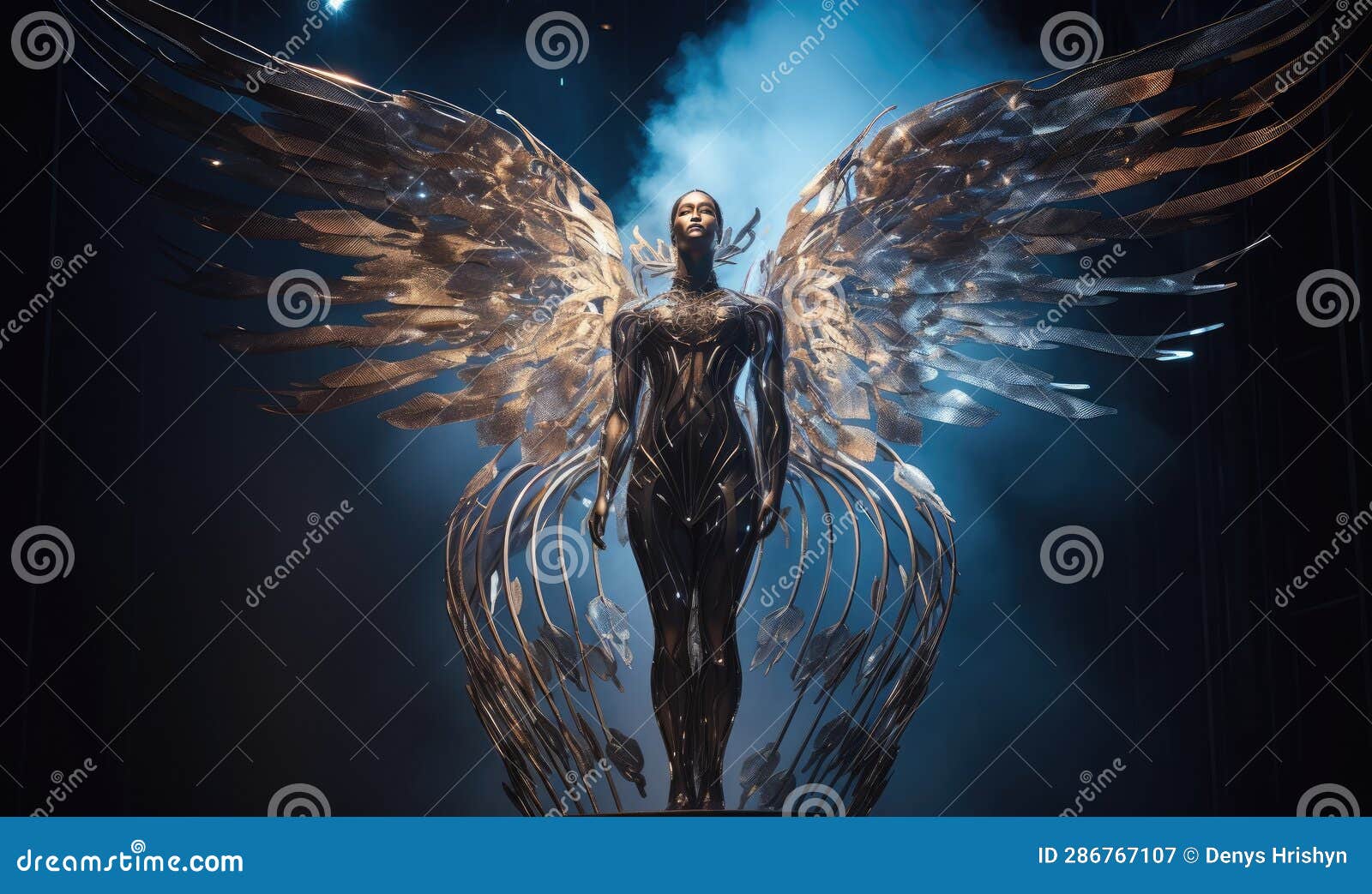 A Winged Man Perched Atop a Skyscraper Stock Illustration ...