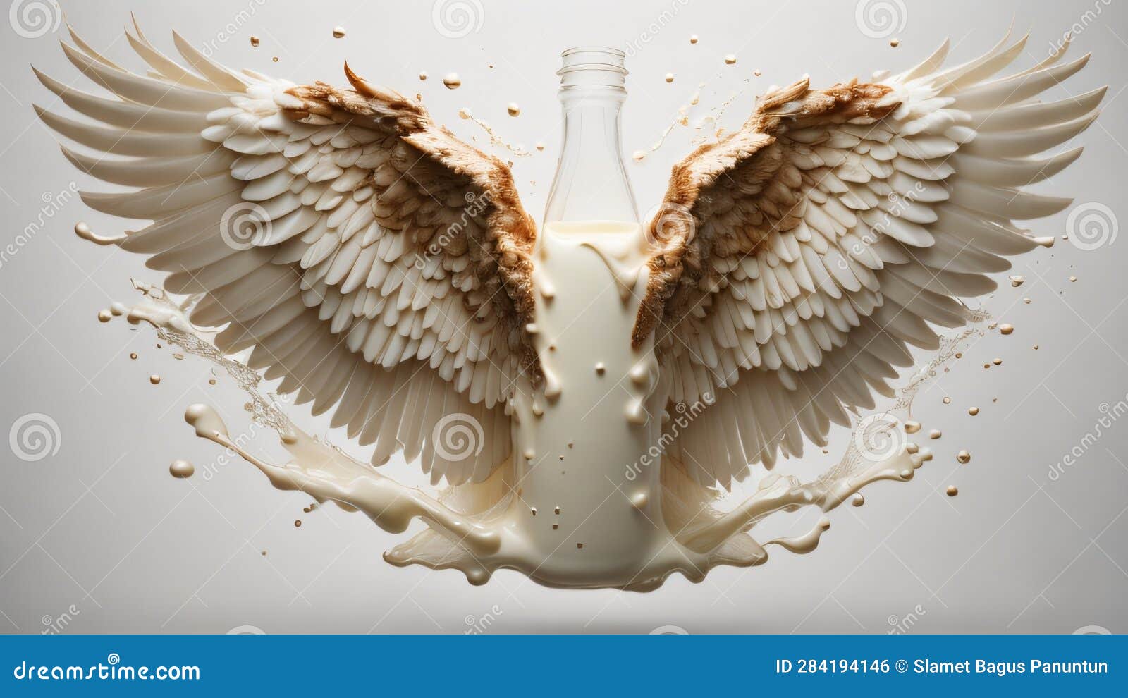 Winged milk bottle stock photo. Image of wing, food - 284194146