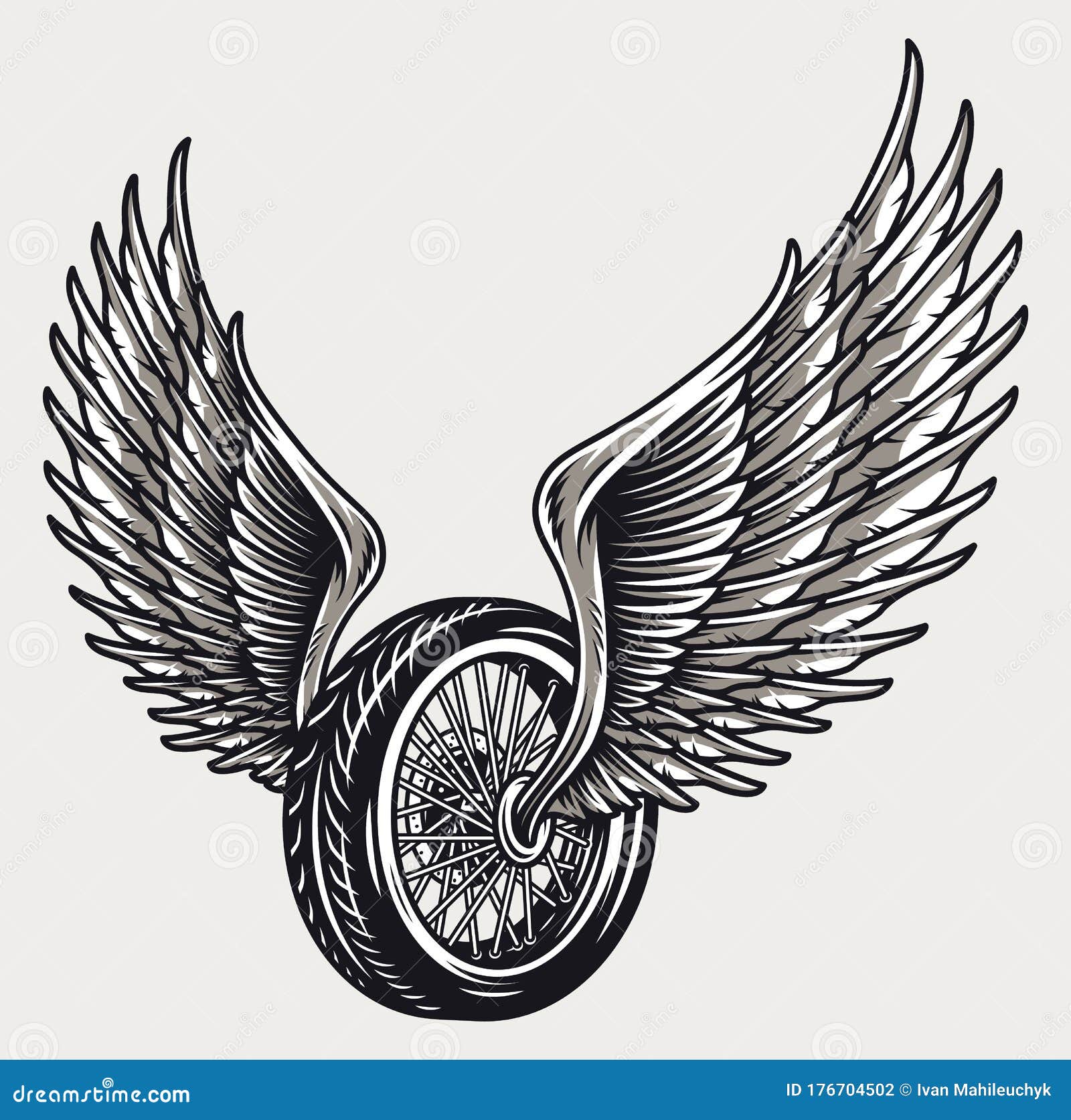Winged Motorcycle Wheel Template Vector Illustration | CartoonDealer ...