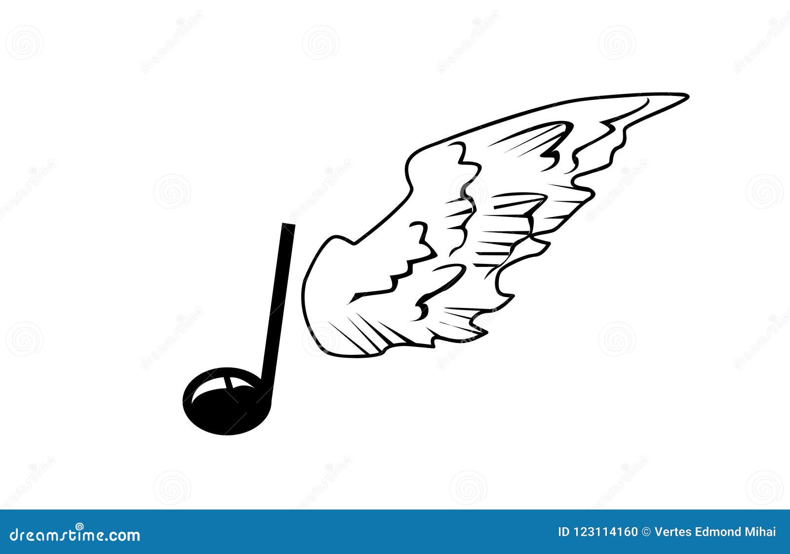 Winged note music symbol stock vector. Illustration of quaver - 123114160