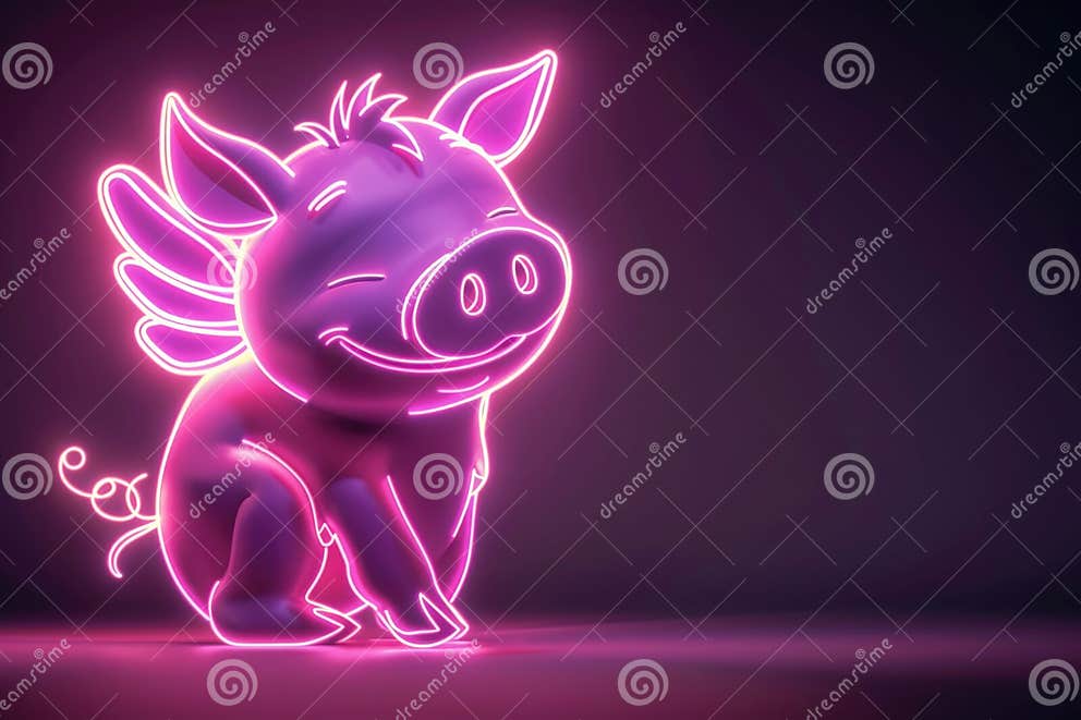 Winged Pig Sitting on the Ground, Suitable for Various Creative ...