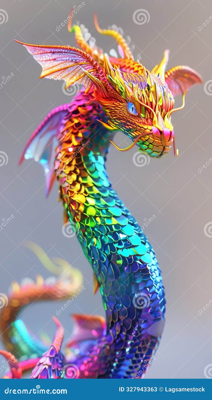 Winged Serpent with Rainbow Colored Scales Stock Illustration ...