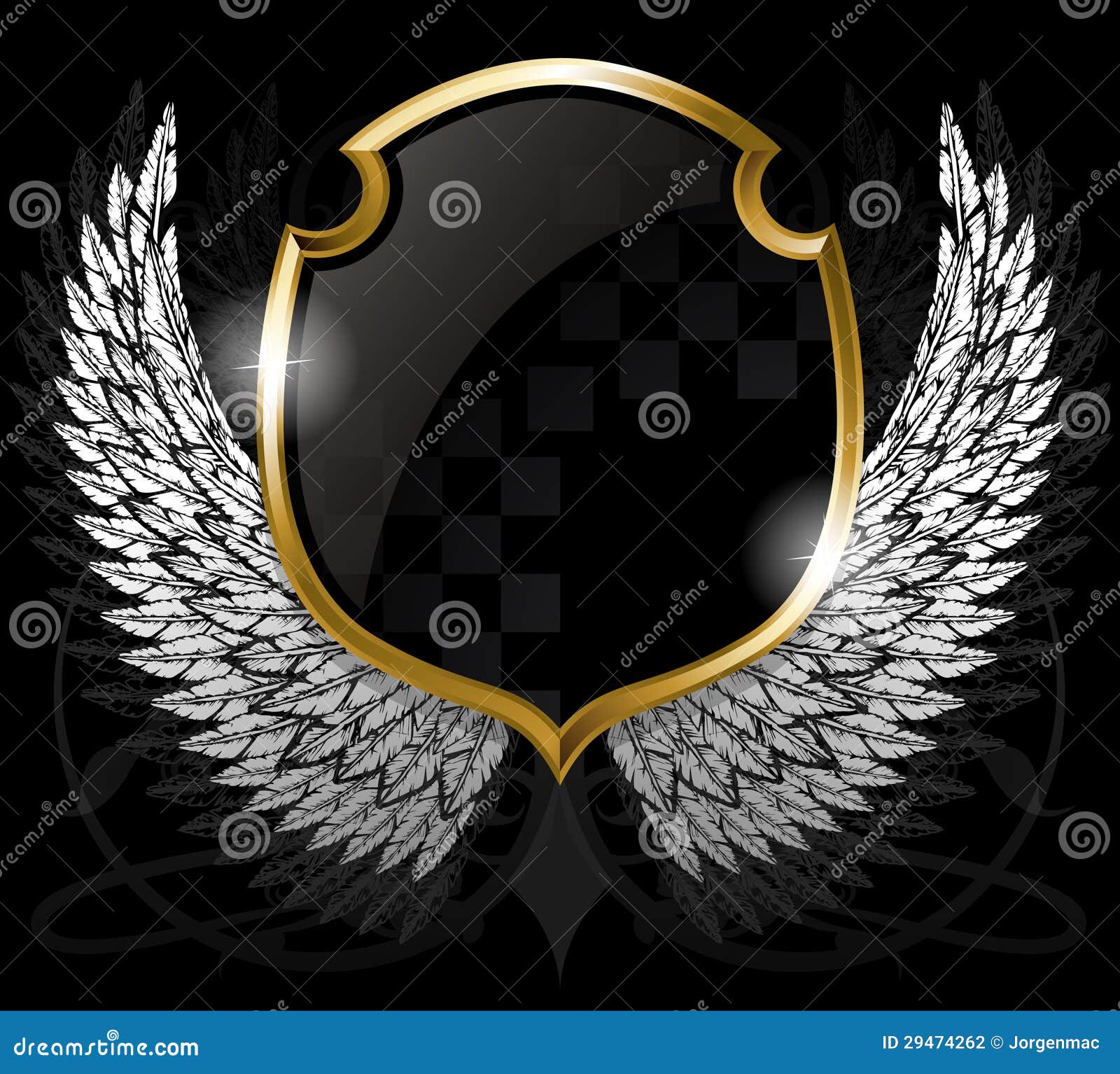 Winged Shield stock vector. Illustration of black, swirl - 29474262