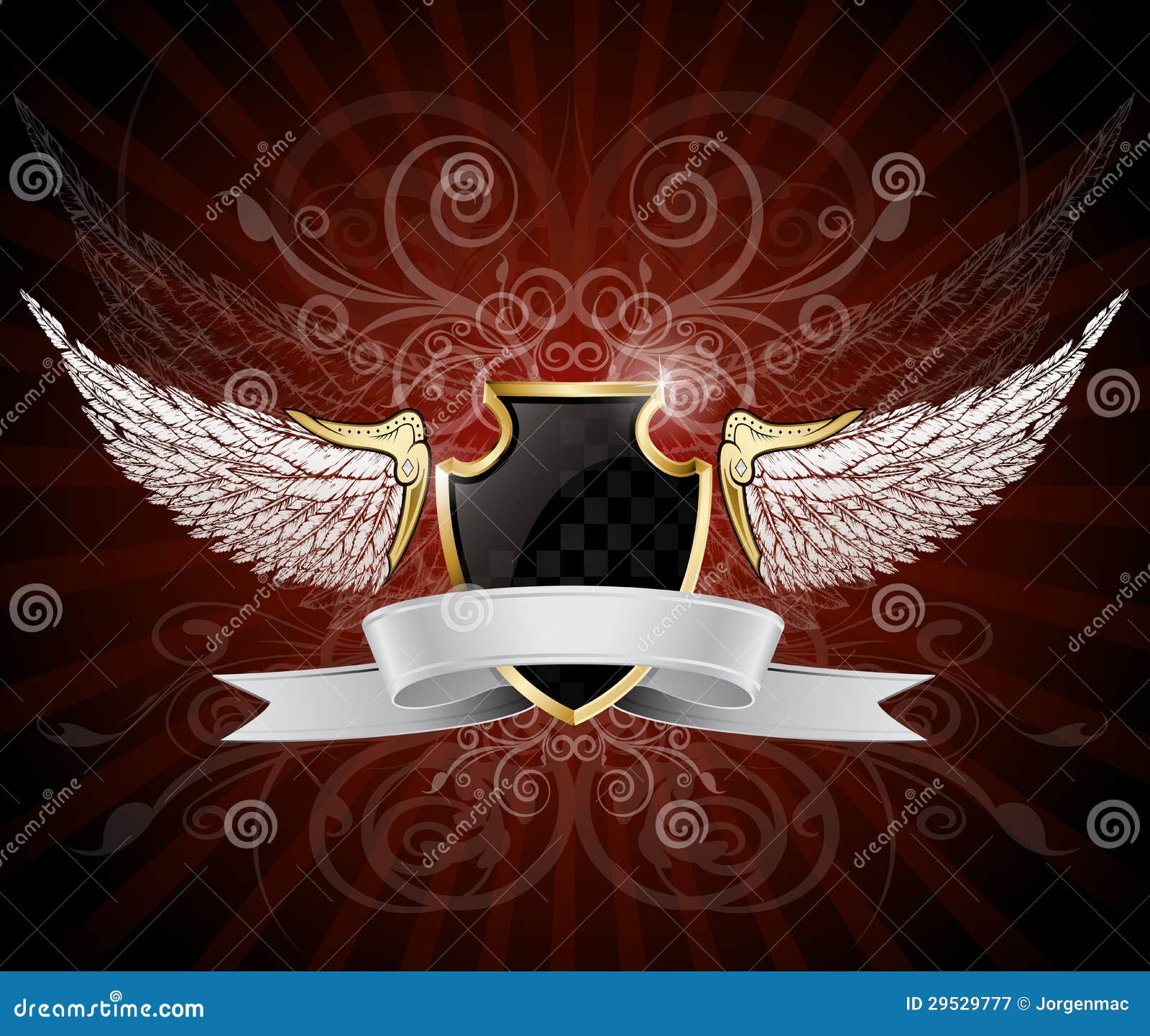 Winged Shield and Banner stock vector. Illustration of arms - 29529777